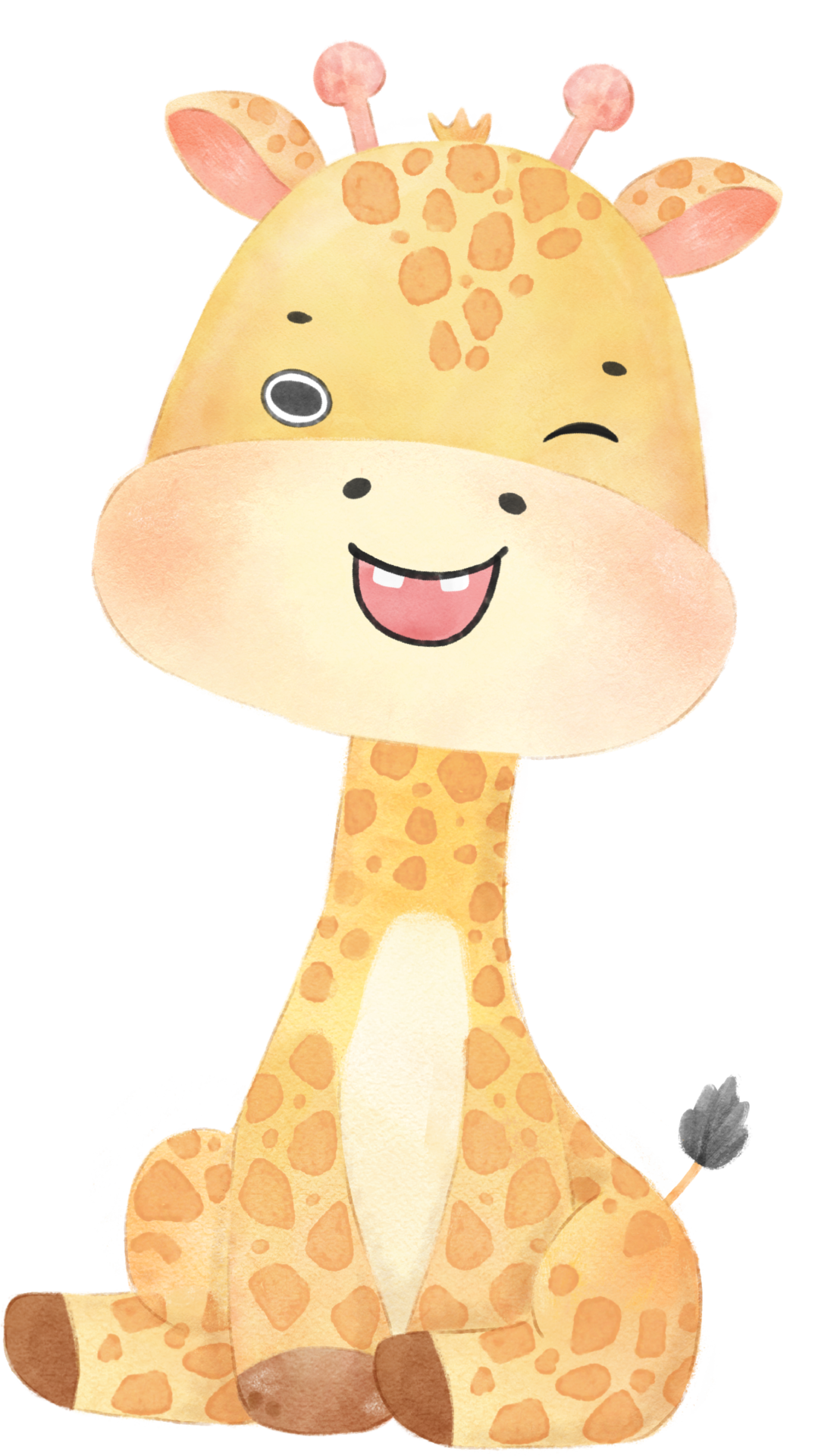 watercolour cute happy baby giraffe animal cartoon hand drawn 22056412 PNG