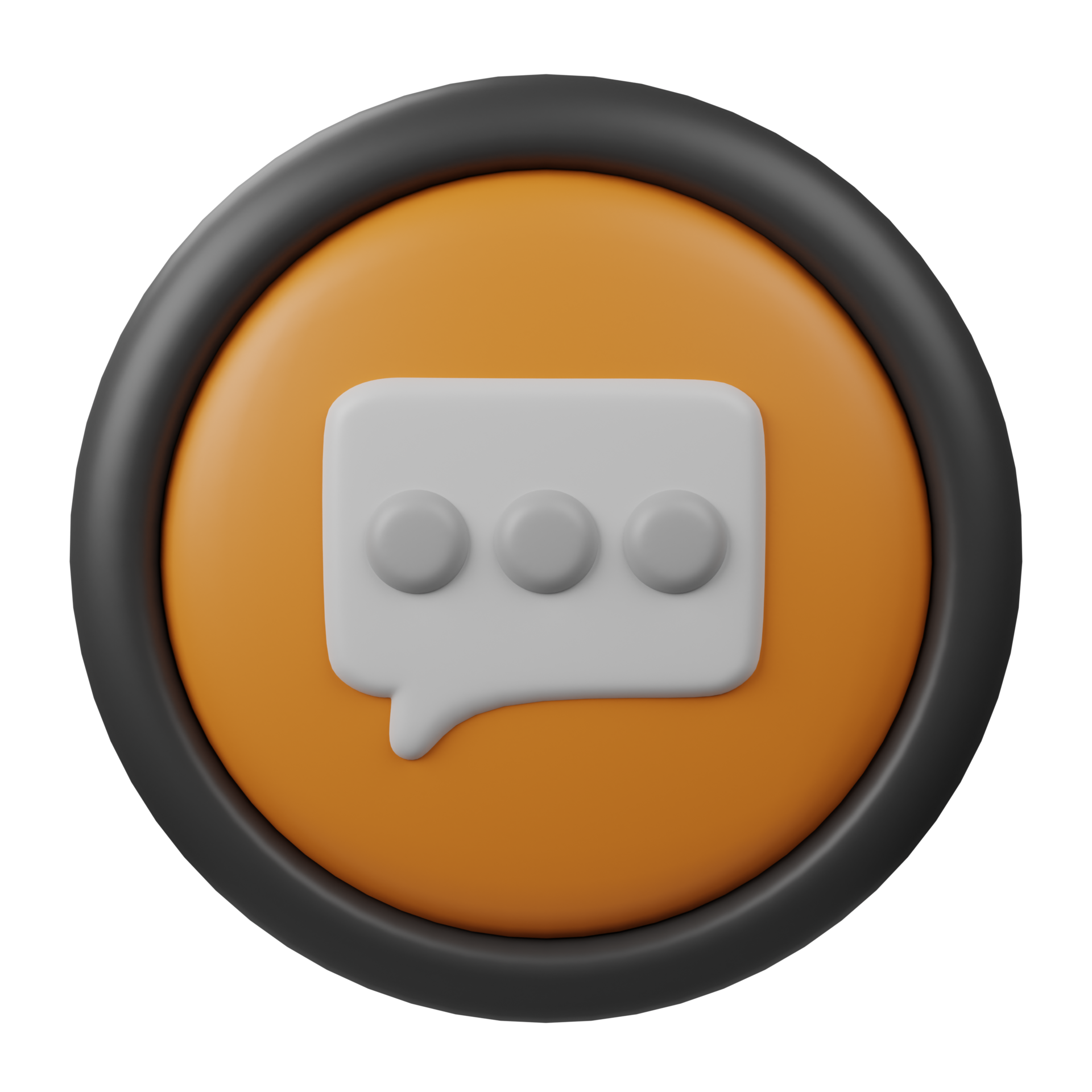 Free 3d Rendered Message Bubble Button Icon With Orange Color And Black Border For Creative User