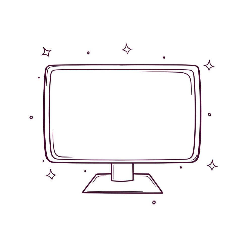 hand drawn computer monitor vector illustration 22060925 Vector Art at ...