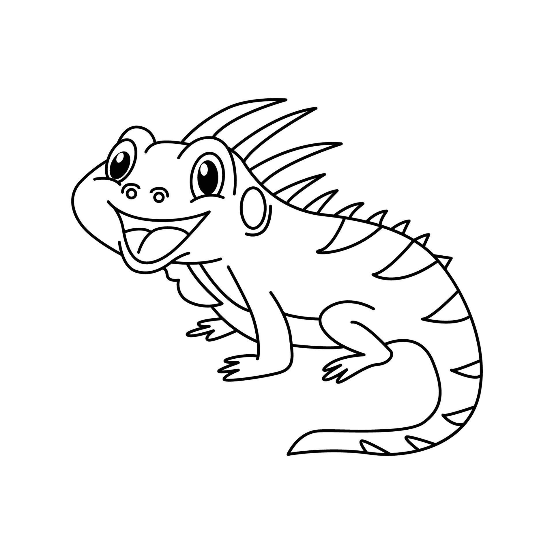 Cute iguana cartoon characters vector illustration. For kids coloring ... Cute iguana cartoon characters vector illustration. For kids coloring ...
