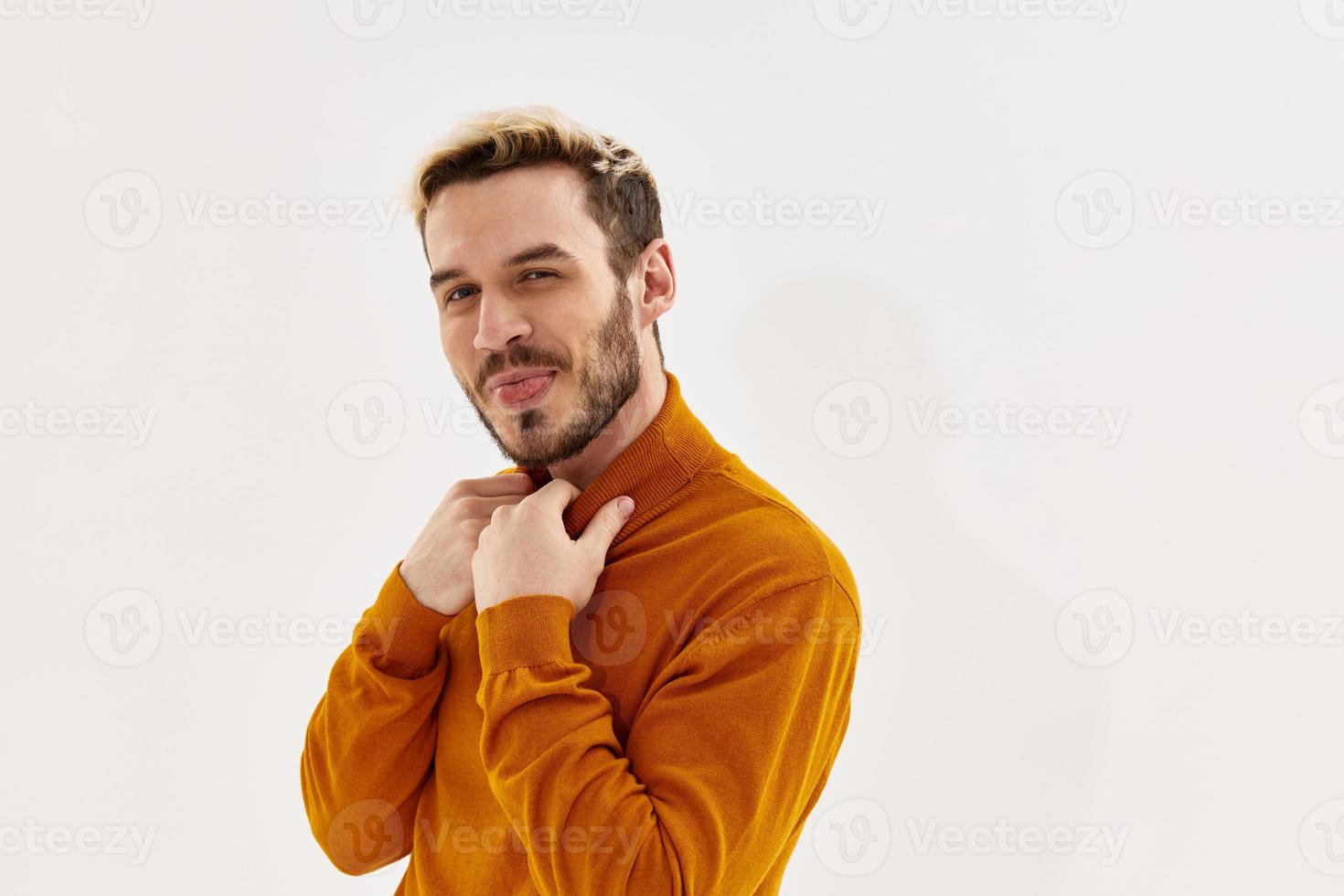 Cheerful Handsome Man Fashion Hairstyle Sweater Modern Style 22069478