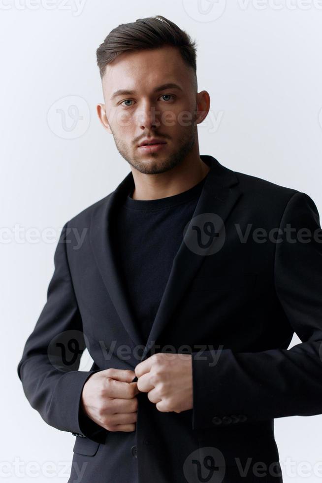 Modelling snapshots. Serious self-confident attractive handsome man in ...