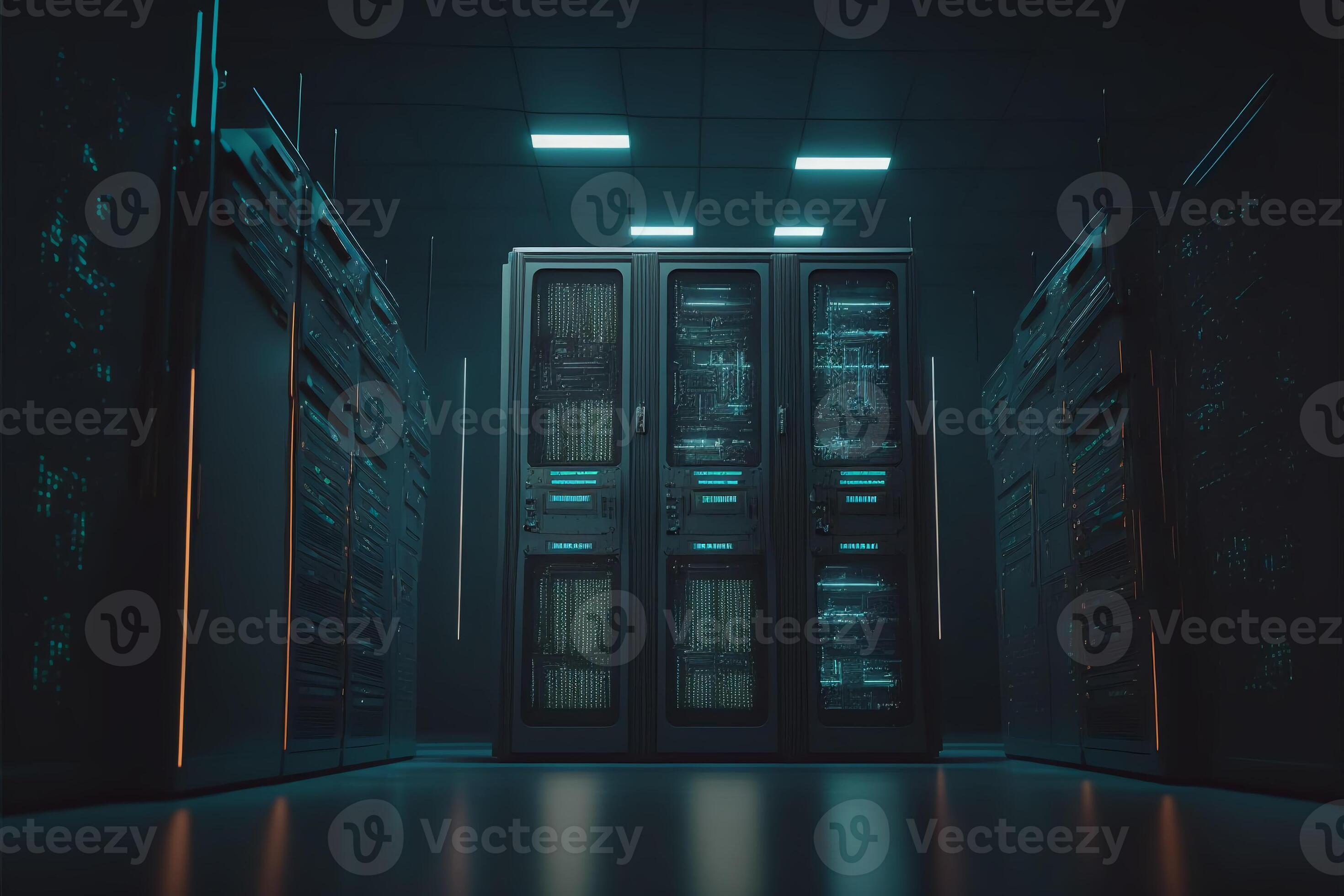 server racks in computer network security server room data center ...