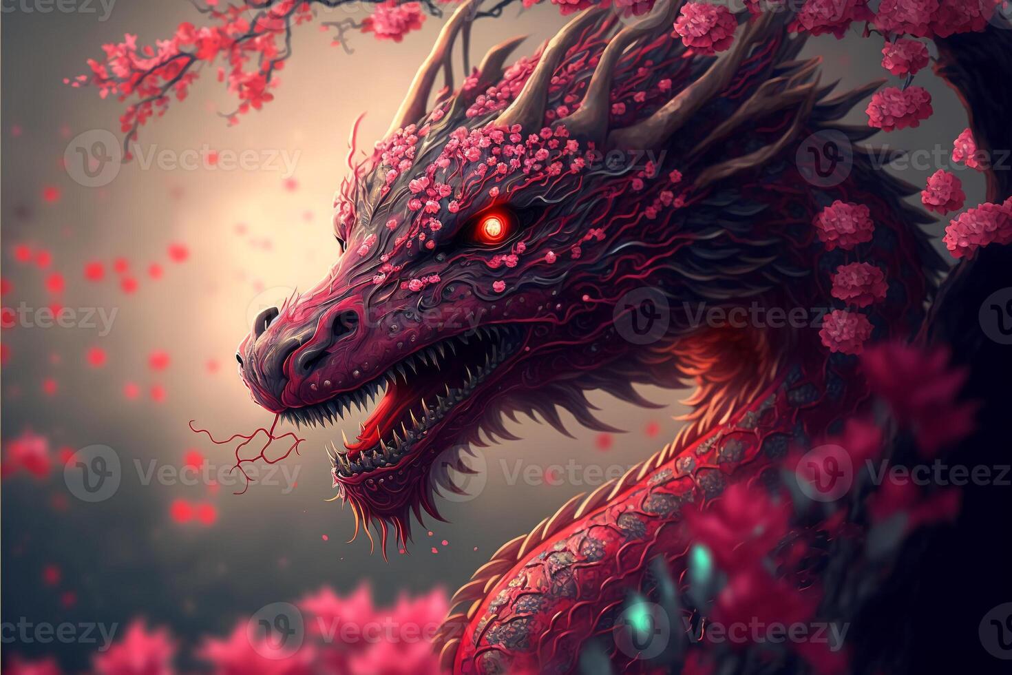 Chinese dragon fantasy background, Asian and Eastern mythological ...