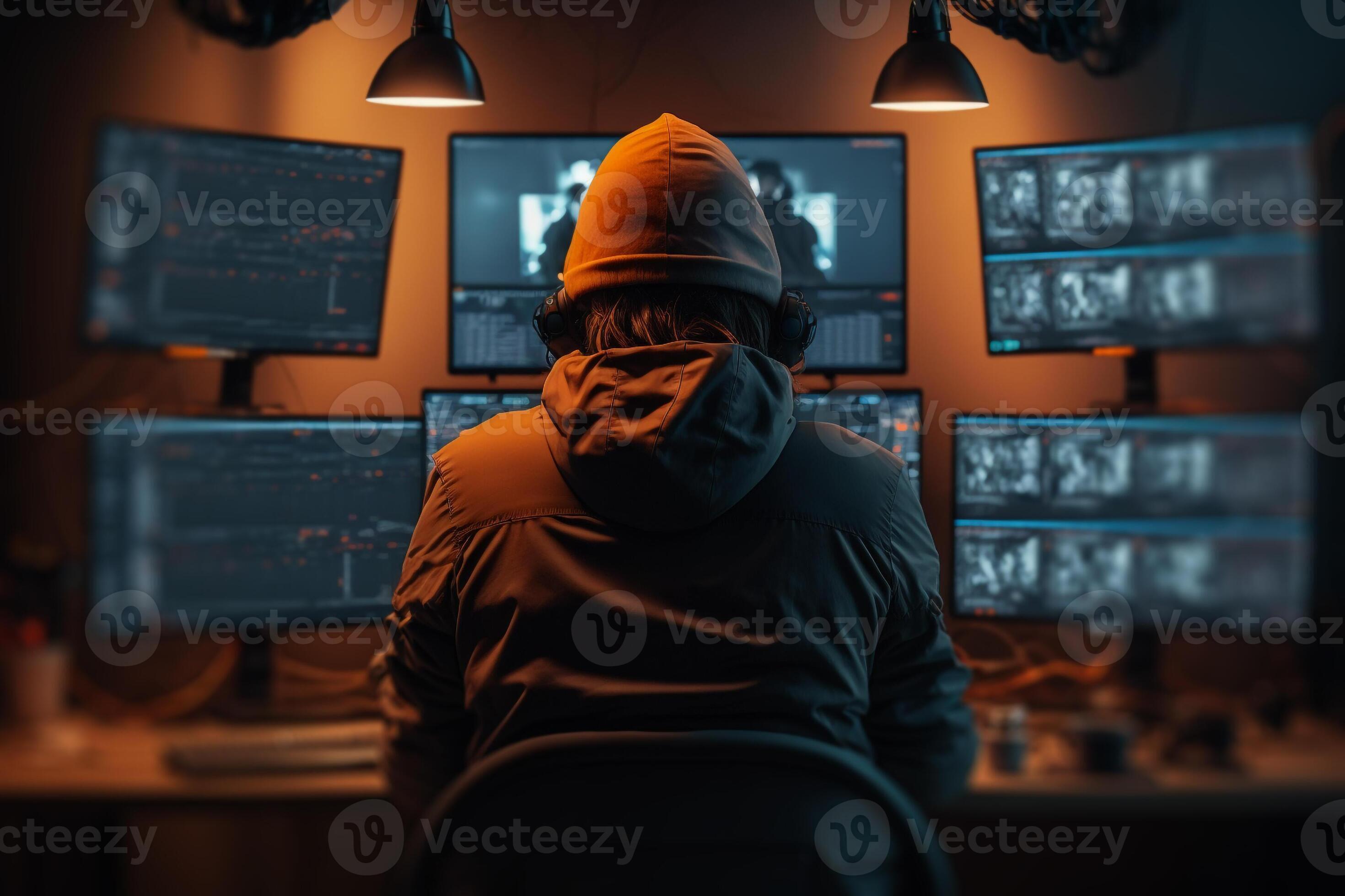 hacker working behind computer monitors illustration 22081674 Stock ... hacker working behind computer monitors illustration 22081674 Stock ...