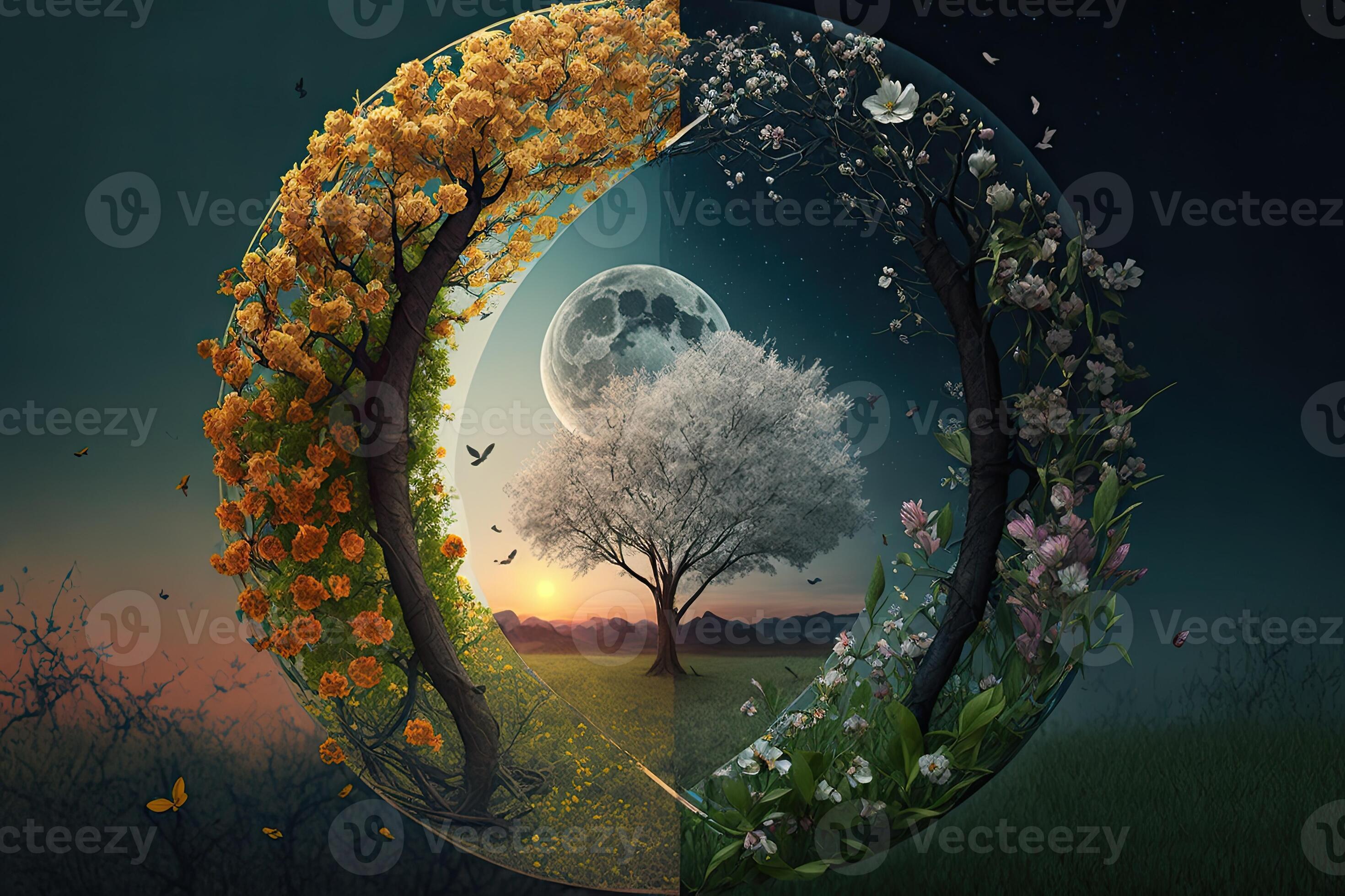 Spring Equinox background, march september season 22085249 Stock Photo ...