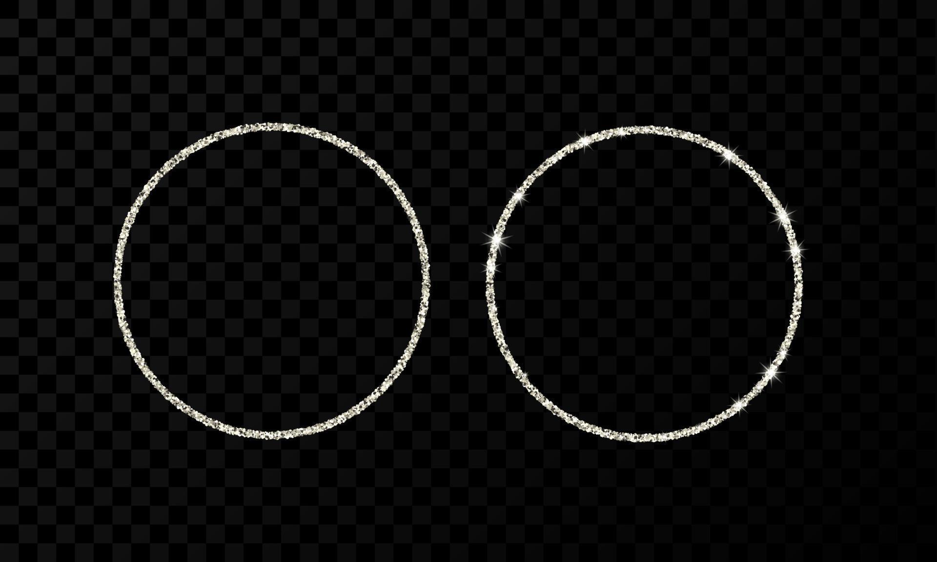 Silver circle frame. Two modern shiny frames with light effects ...