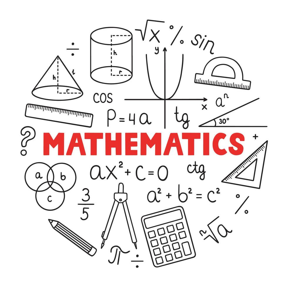 Mathematics doodle set. Education and study concept. School equipment ... Mathematics doodle set. Education and study concept. School equipment ...