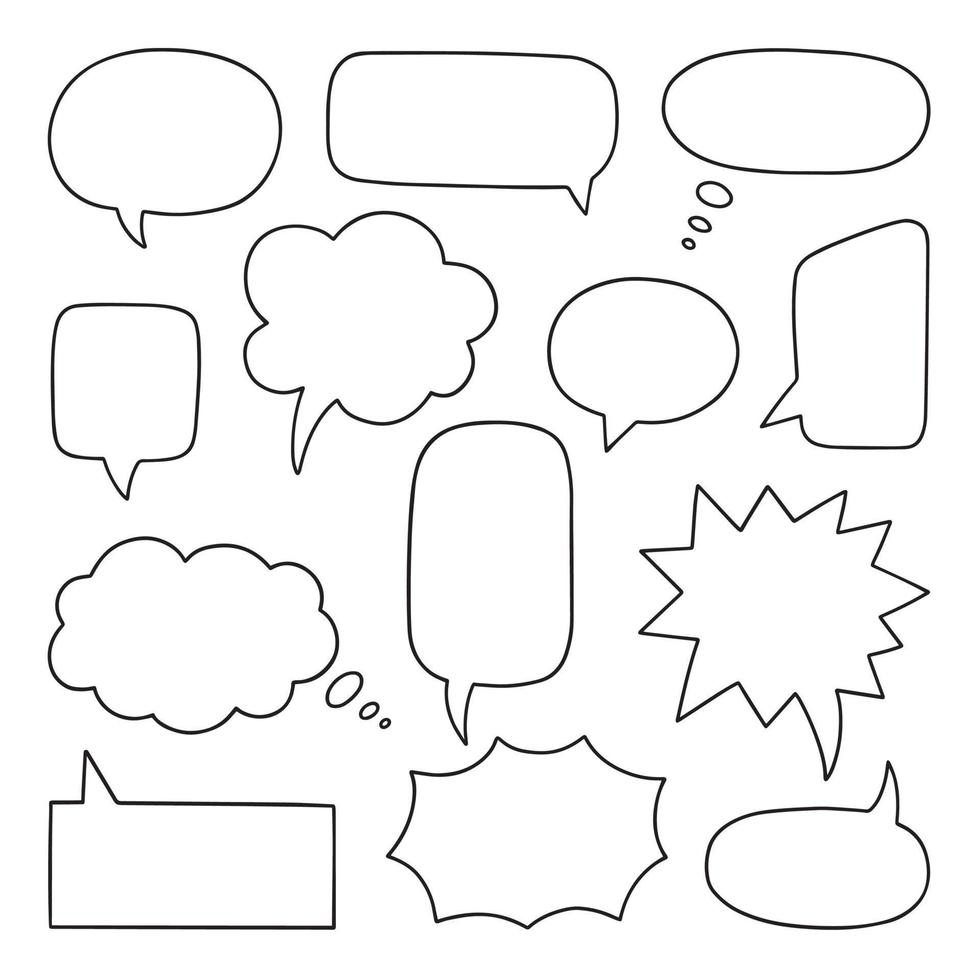 Hand drawn set of speech bubble doodle. Vector illustration isolated on ...