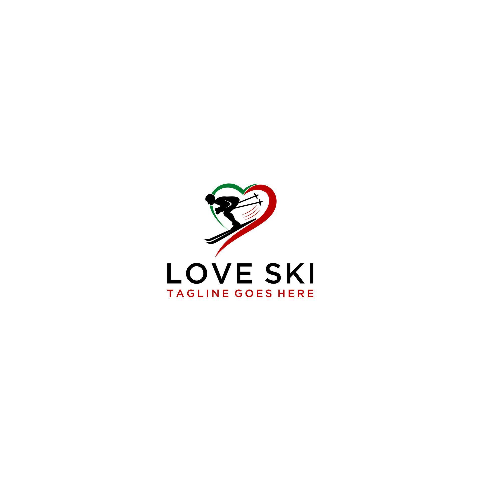 Creative illustration modern symbol ski sport logo design template ...