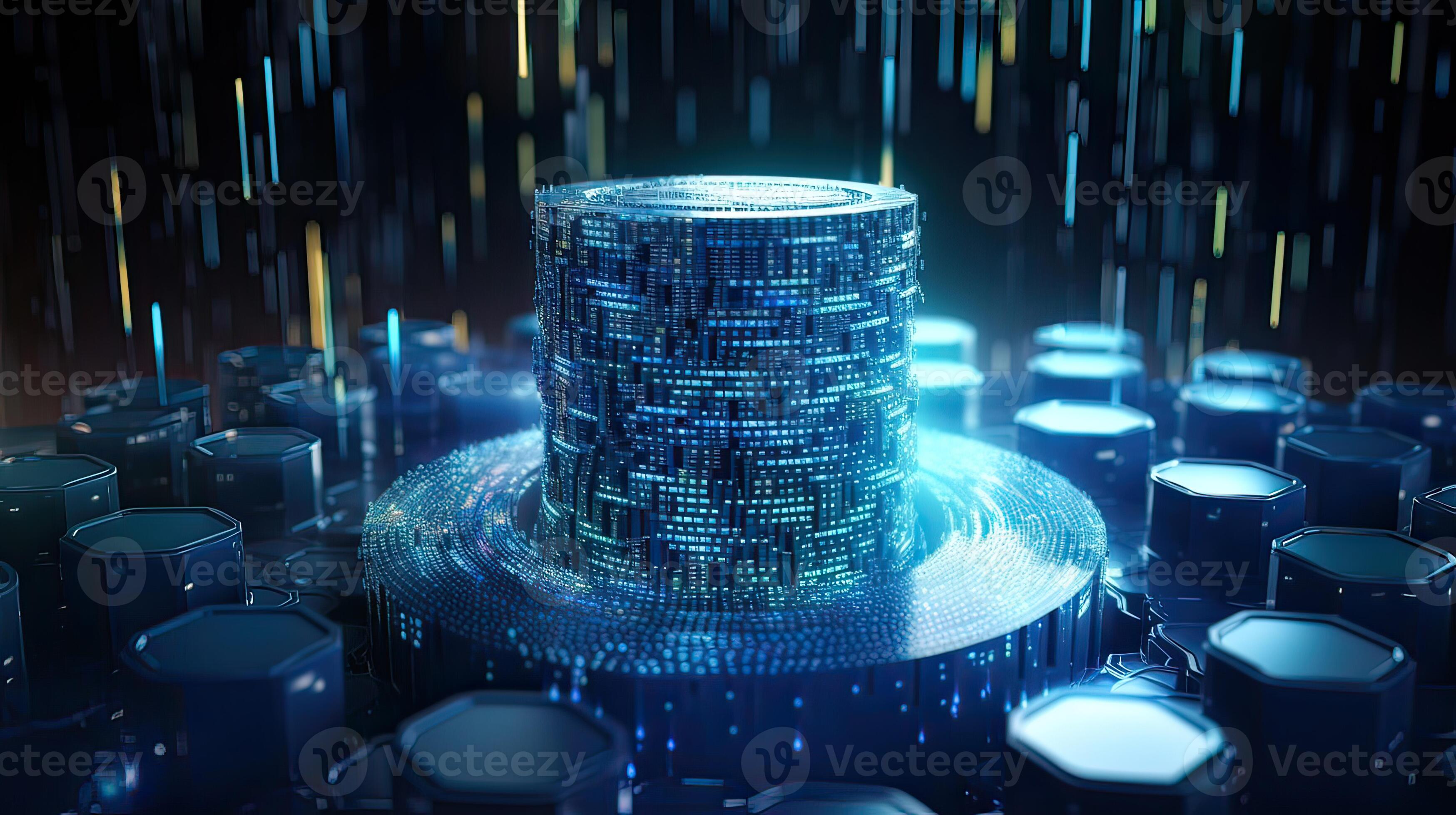 Futuristic technology for processing information analysis and sorting big data, two big ...