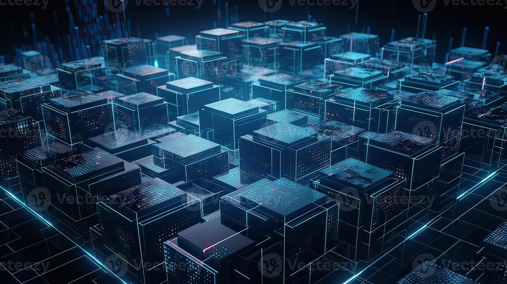 Futuristic technology for processing information analysis and sorting big data, two big ...