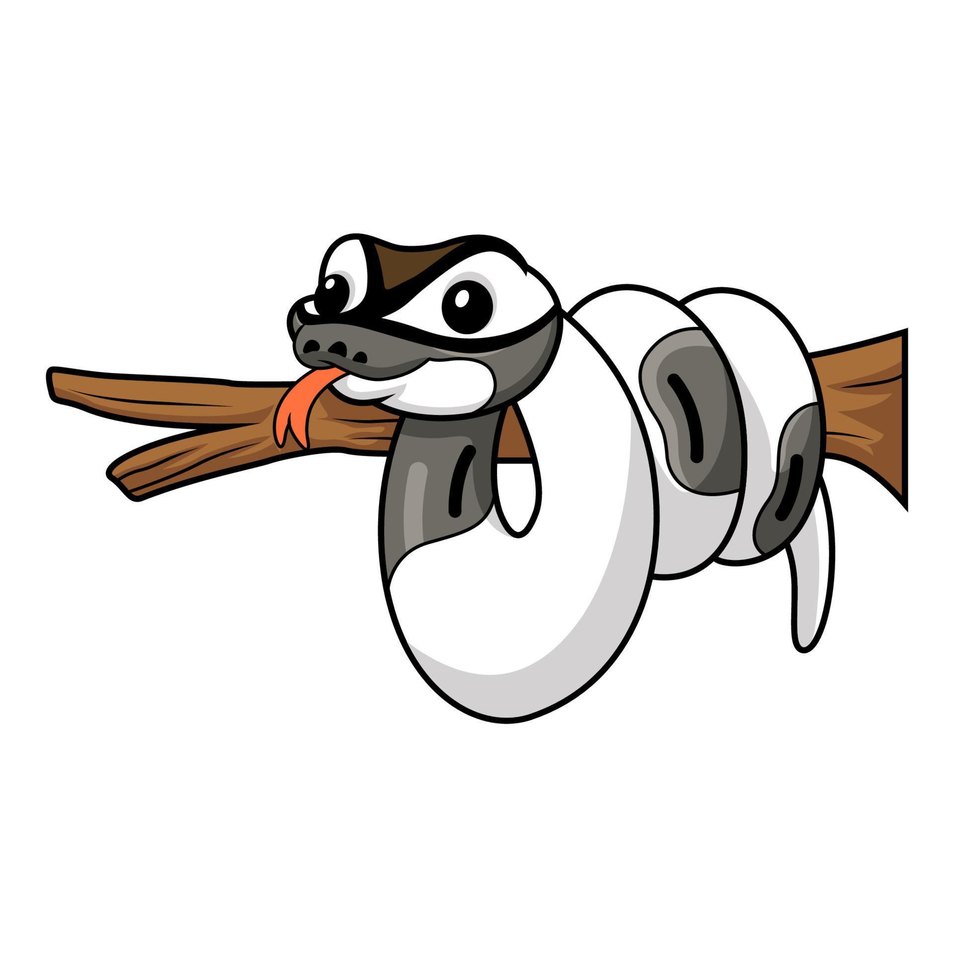 Cute axanthic pied ball python cartoon on tree branch 22095186 Vector ...