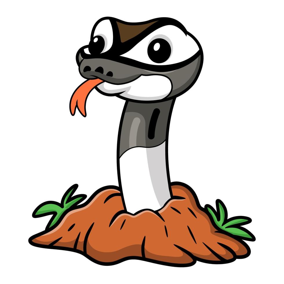 Cute axanthic pied ball python cartoon out from hole 22095198 Vector ...