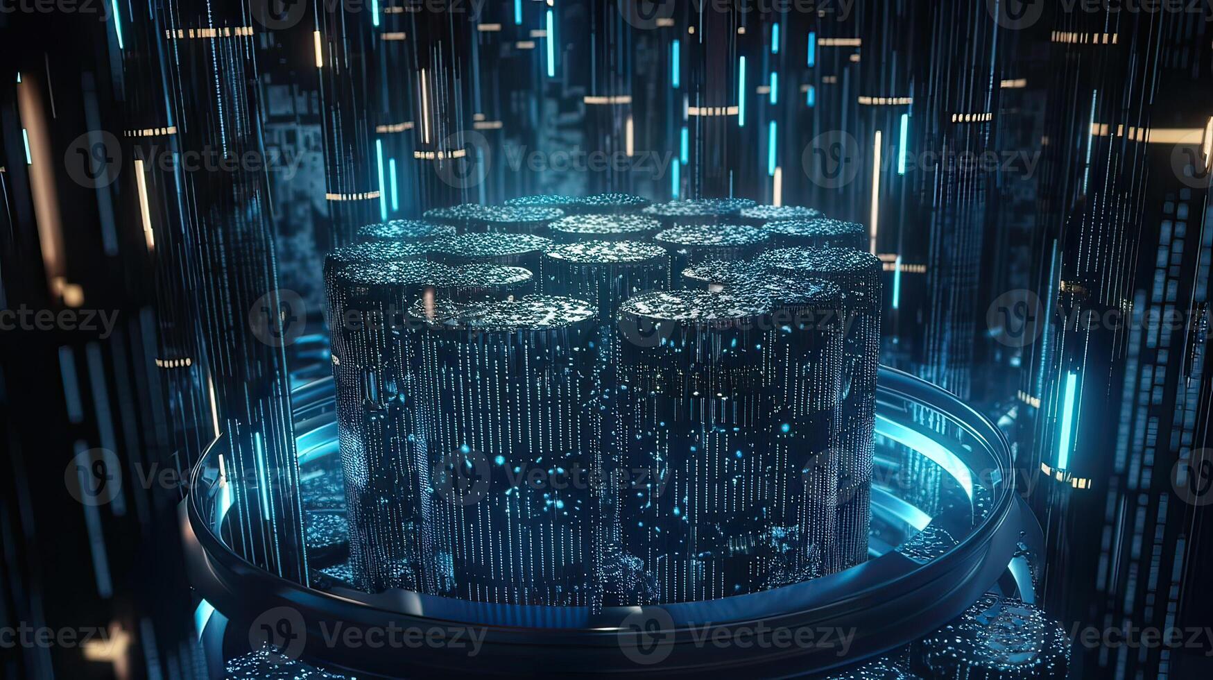 Futuristic technology for processing information analysis and sorting big data, two big ...