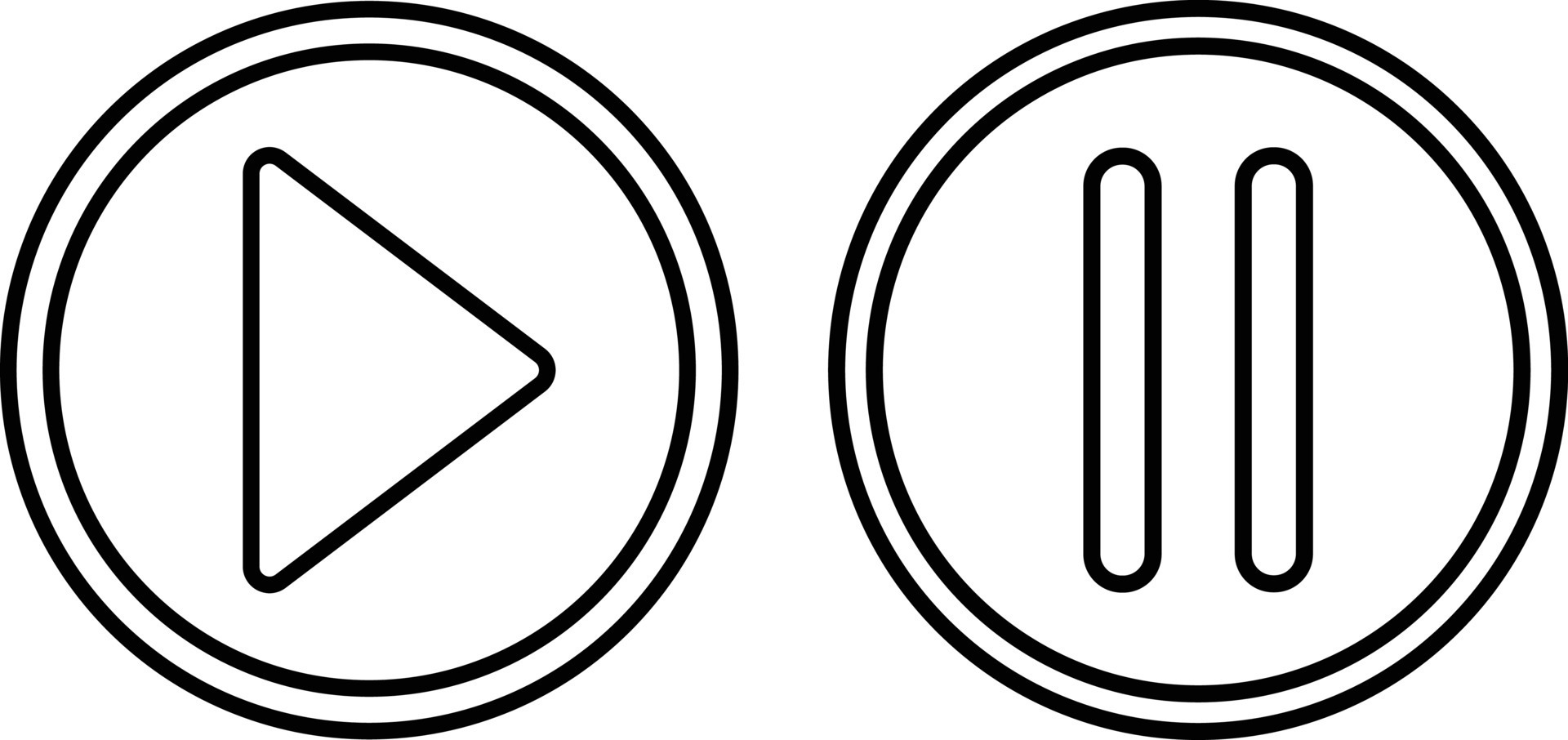 pause and play icons set vector in line style 22095993 Vector Art at Vecteezy