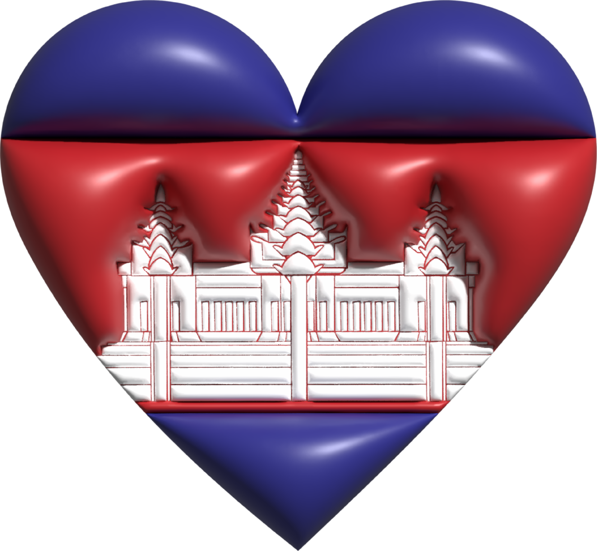 Cambodia flag heart 3D. 22121341 PNG