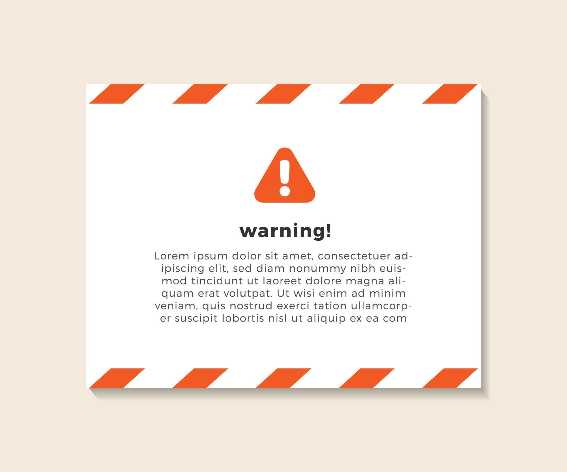 Template Of Warning Pop Up Notification Isolated On A Neat Background 22123487 Vector Art At