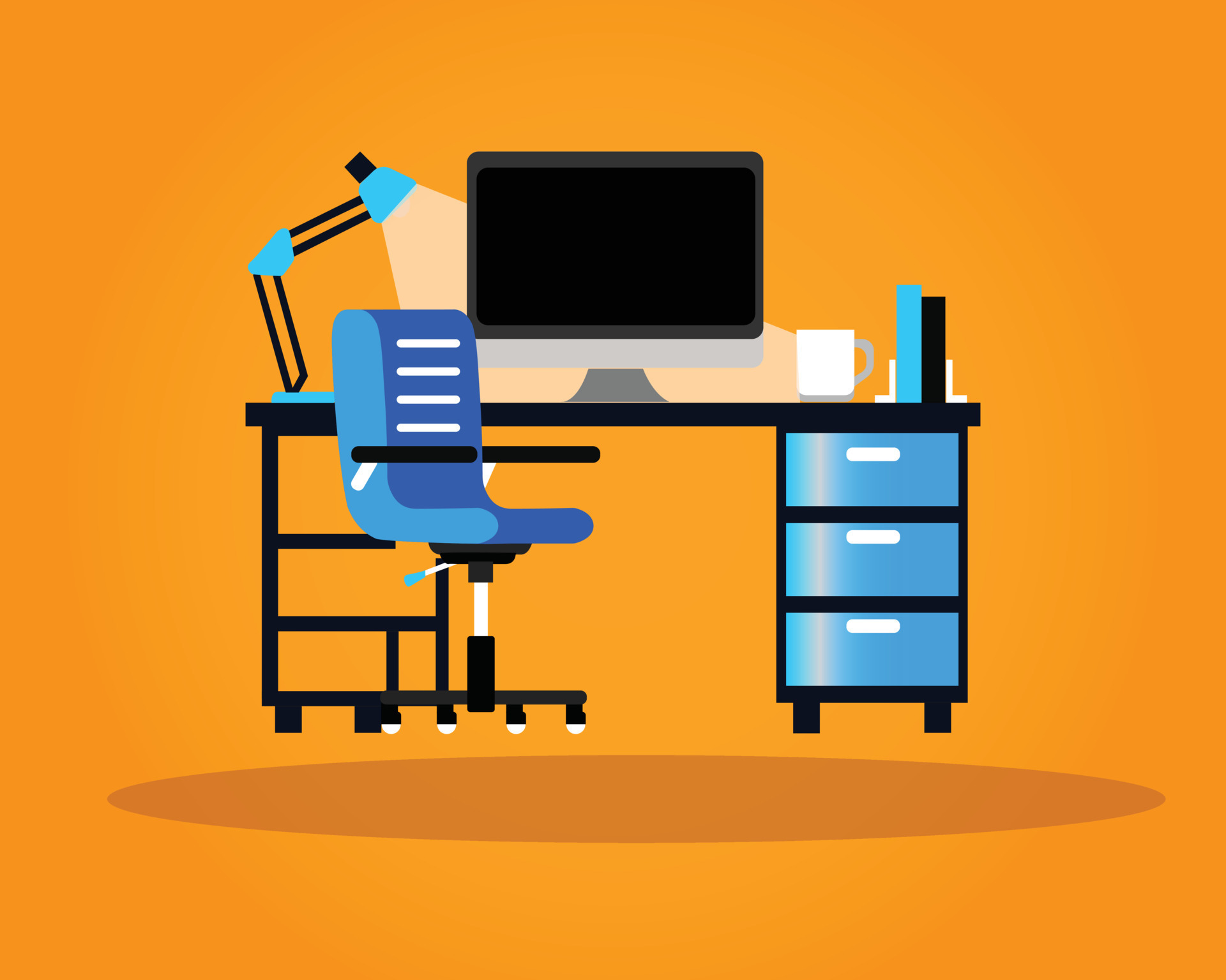 Explore the Best Vector Illustrations of Computer Desk Tables on ...
