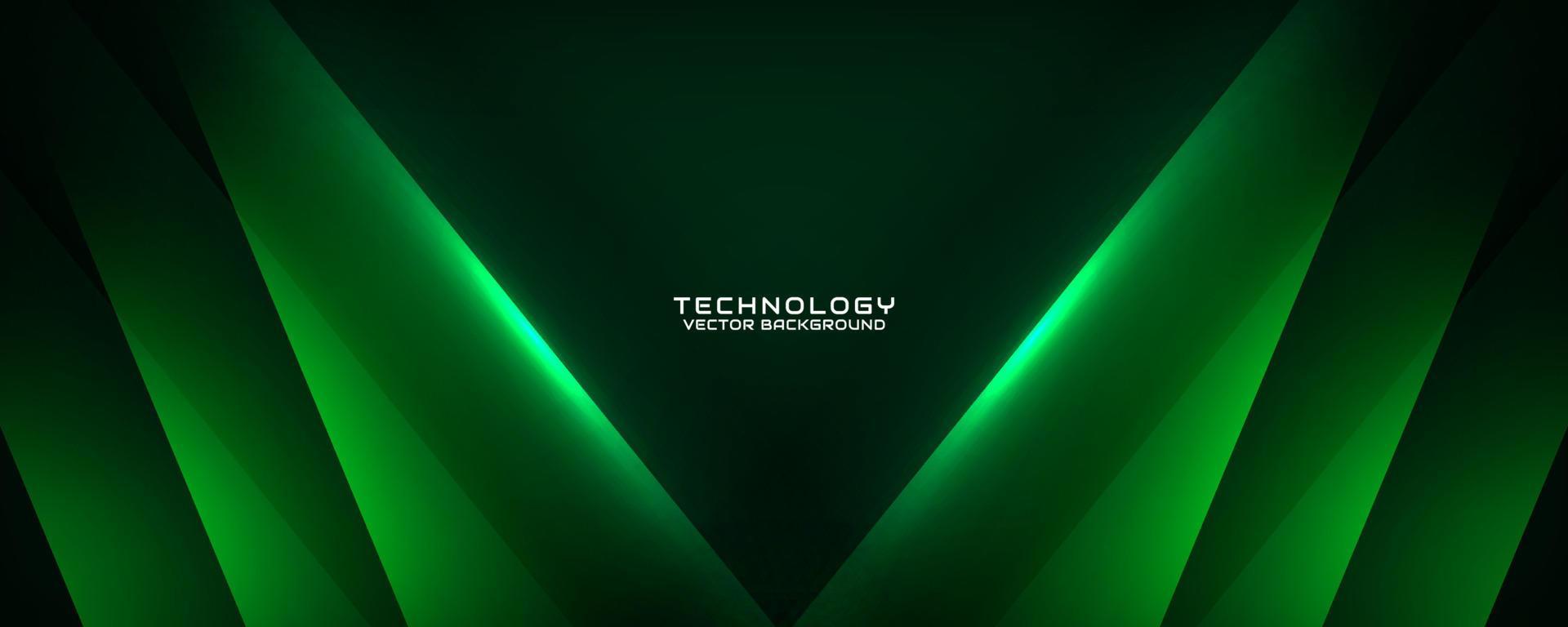 3d Green Techno Abstract Background Overlap Layer On Dark Space With