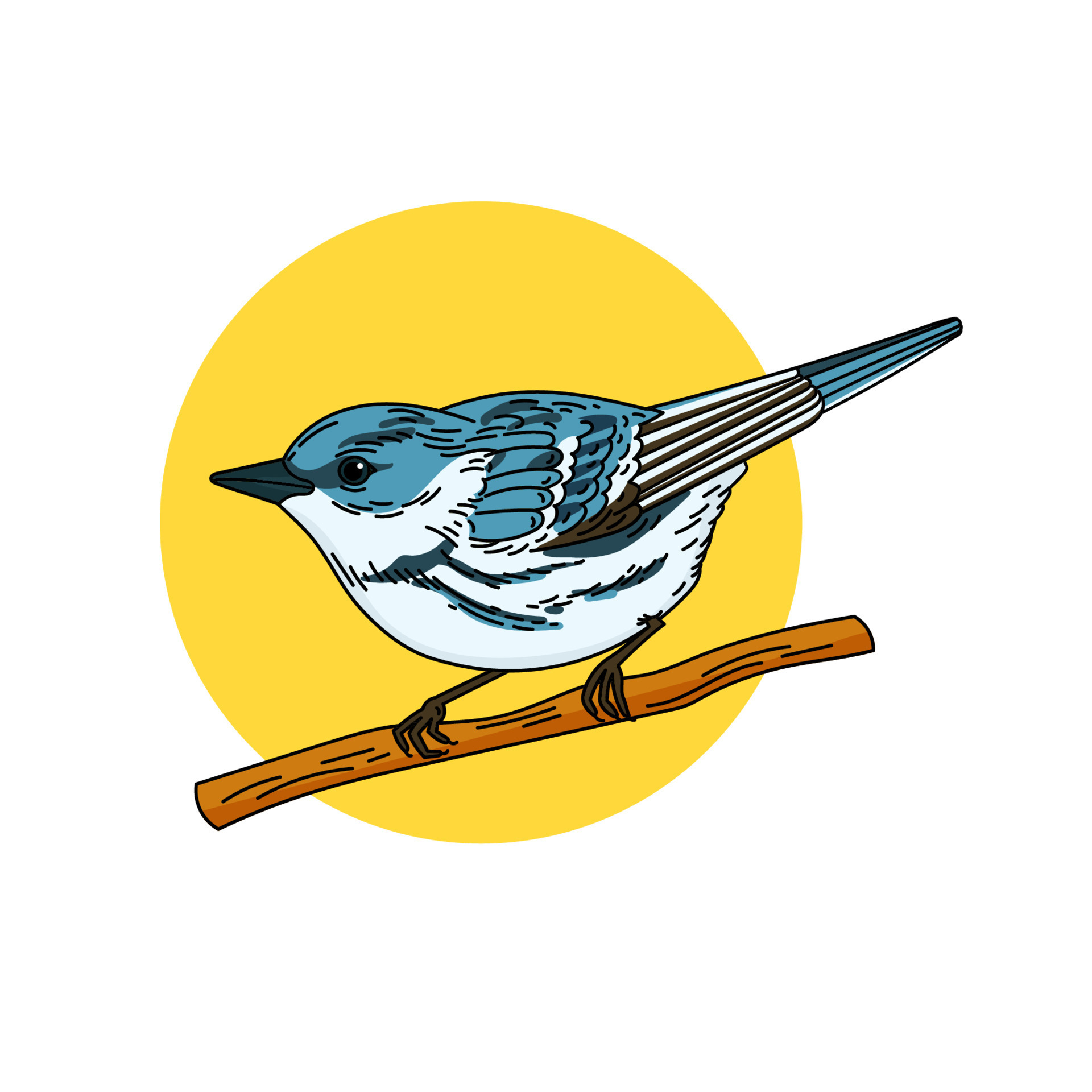Cerulean Warbler Bird Colored Vector Illustration 22123704 Vector Art ...