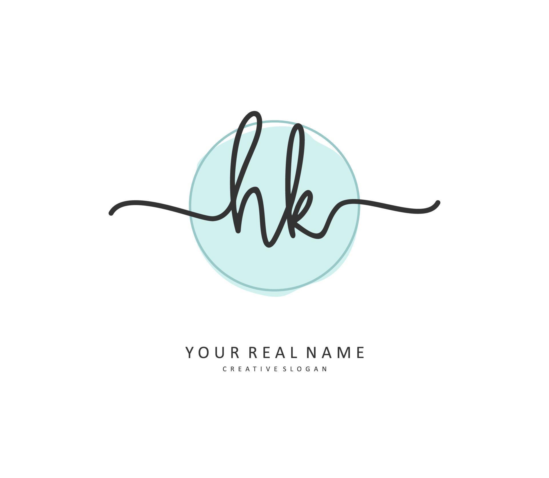 H K HK Initial letter handwriting and signature logo. A concept handwriting initial logo with ...