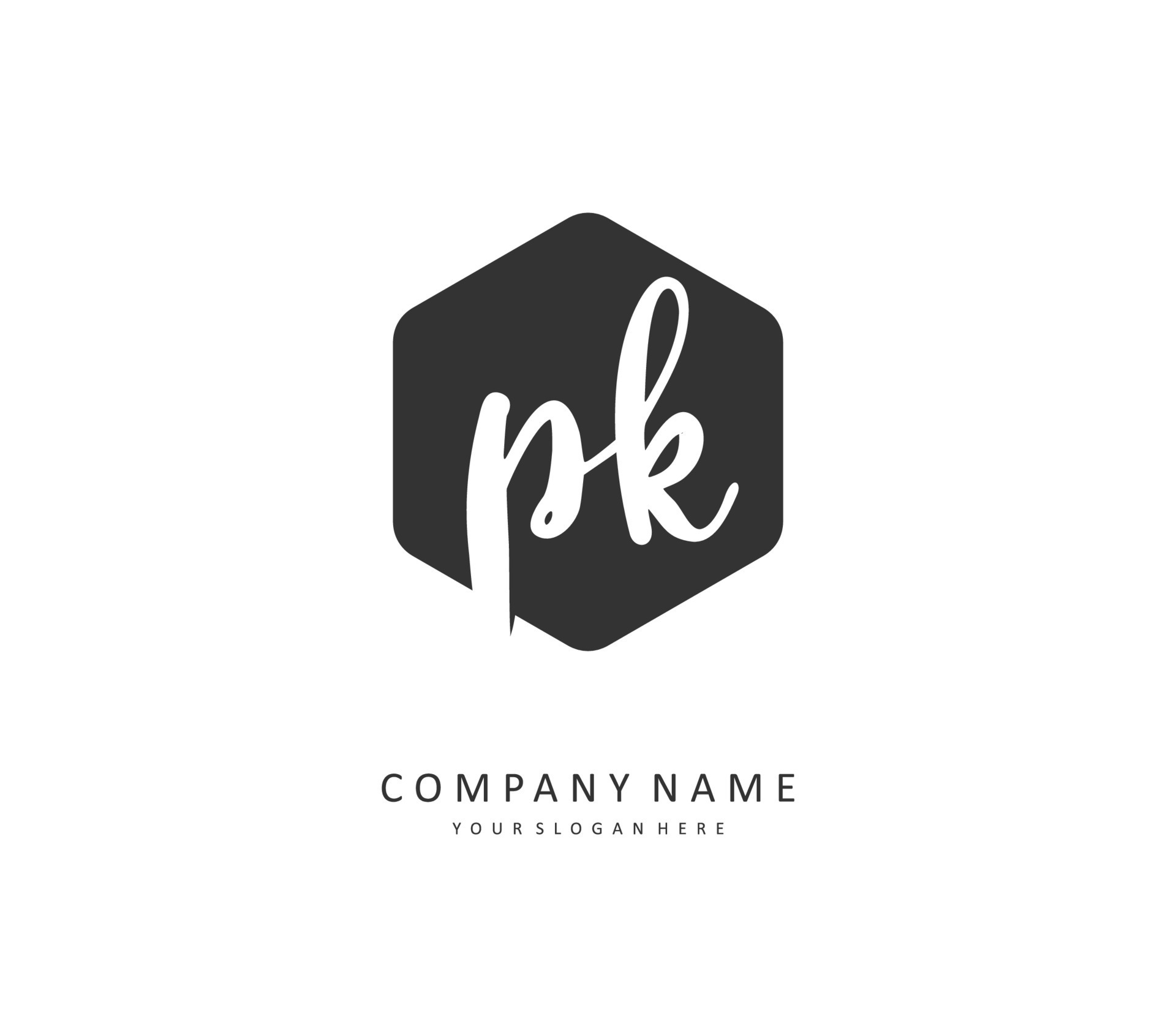 P K PK Initial letter handwriting and signature logo. A concept ...