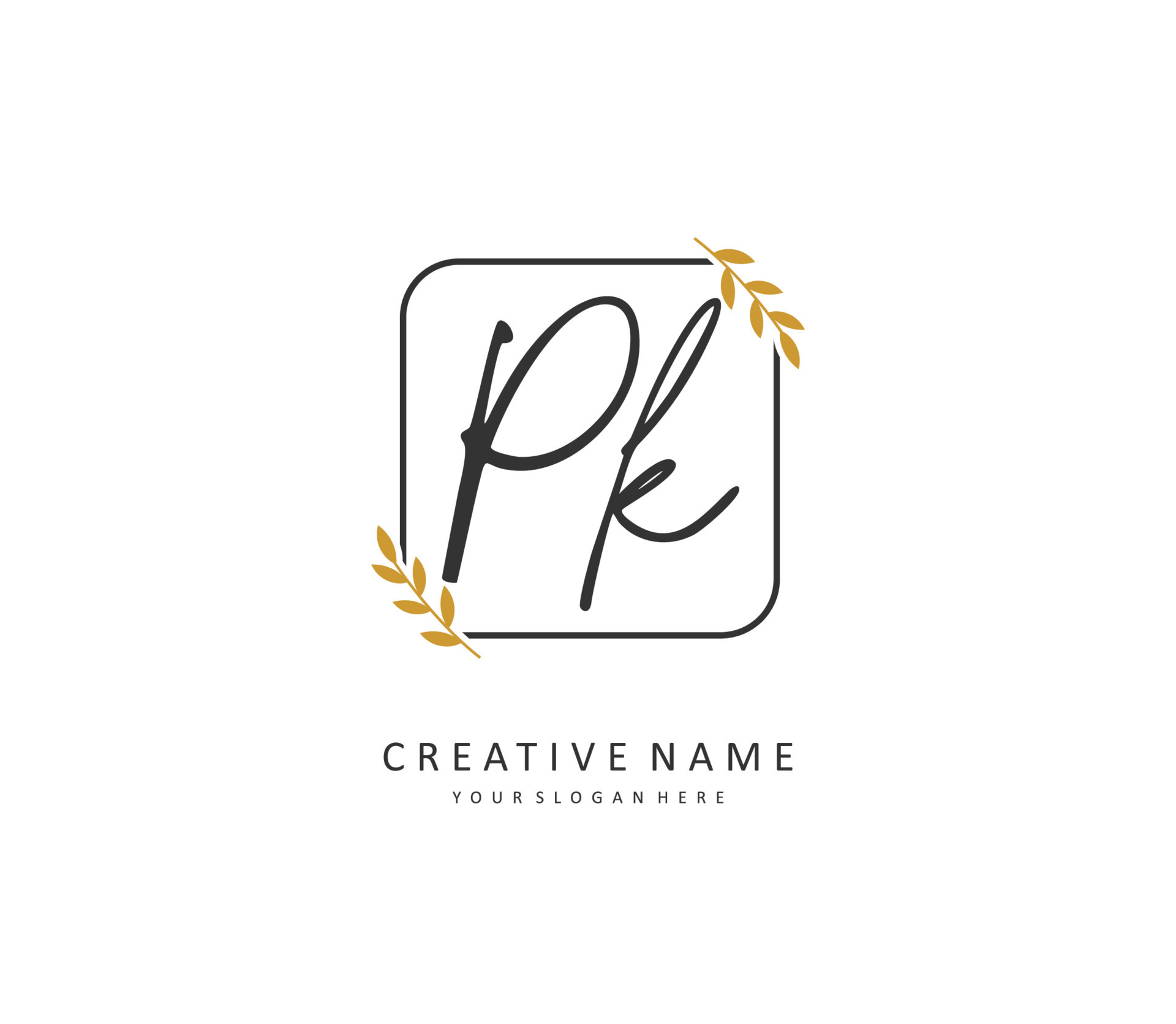 P K PK Initial letter handwriting and signature logo. A concept ...
