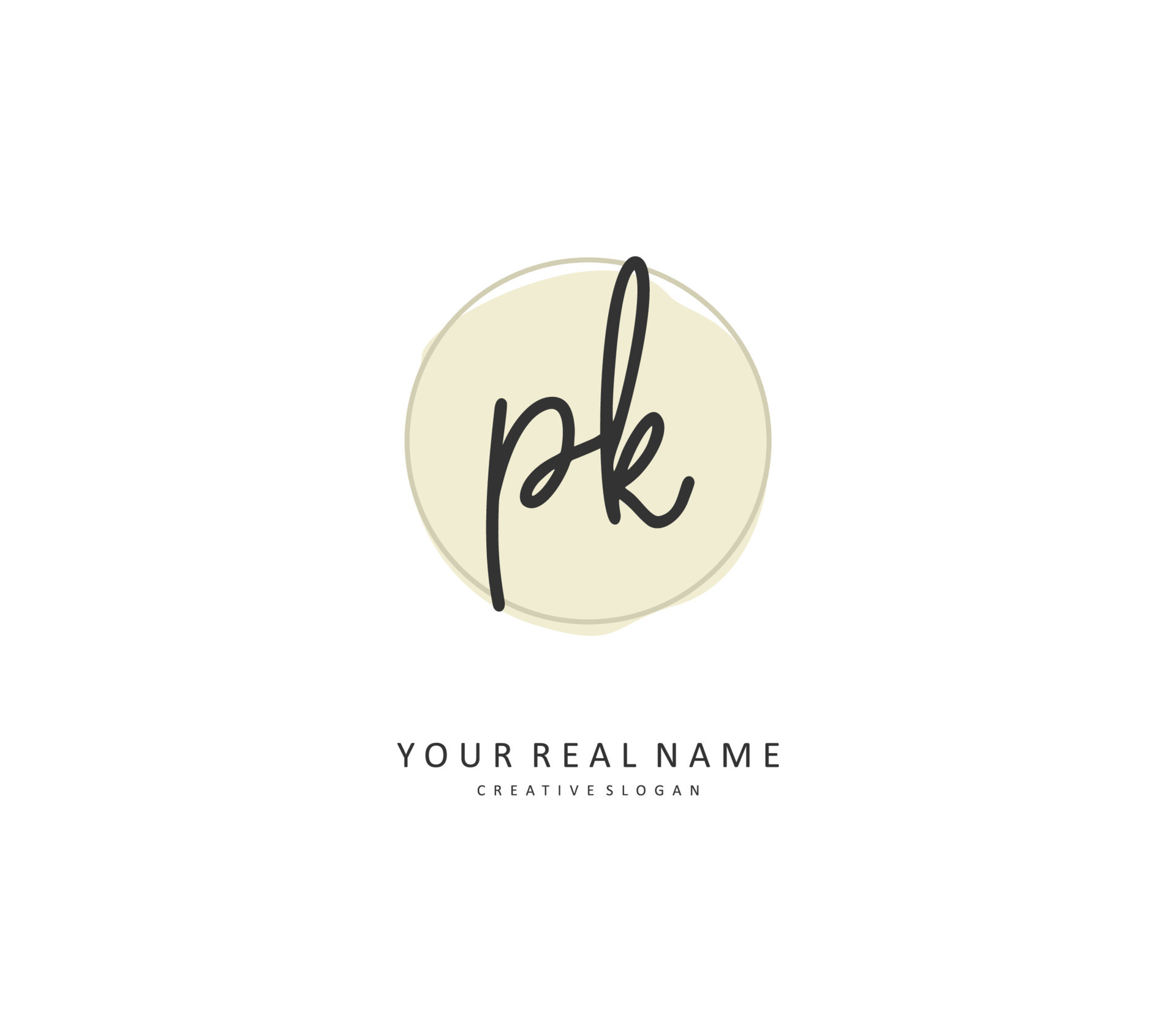 P K PK Initial letter handwriting and signature logo. A concept ...