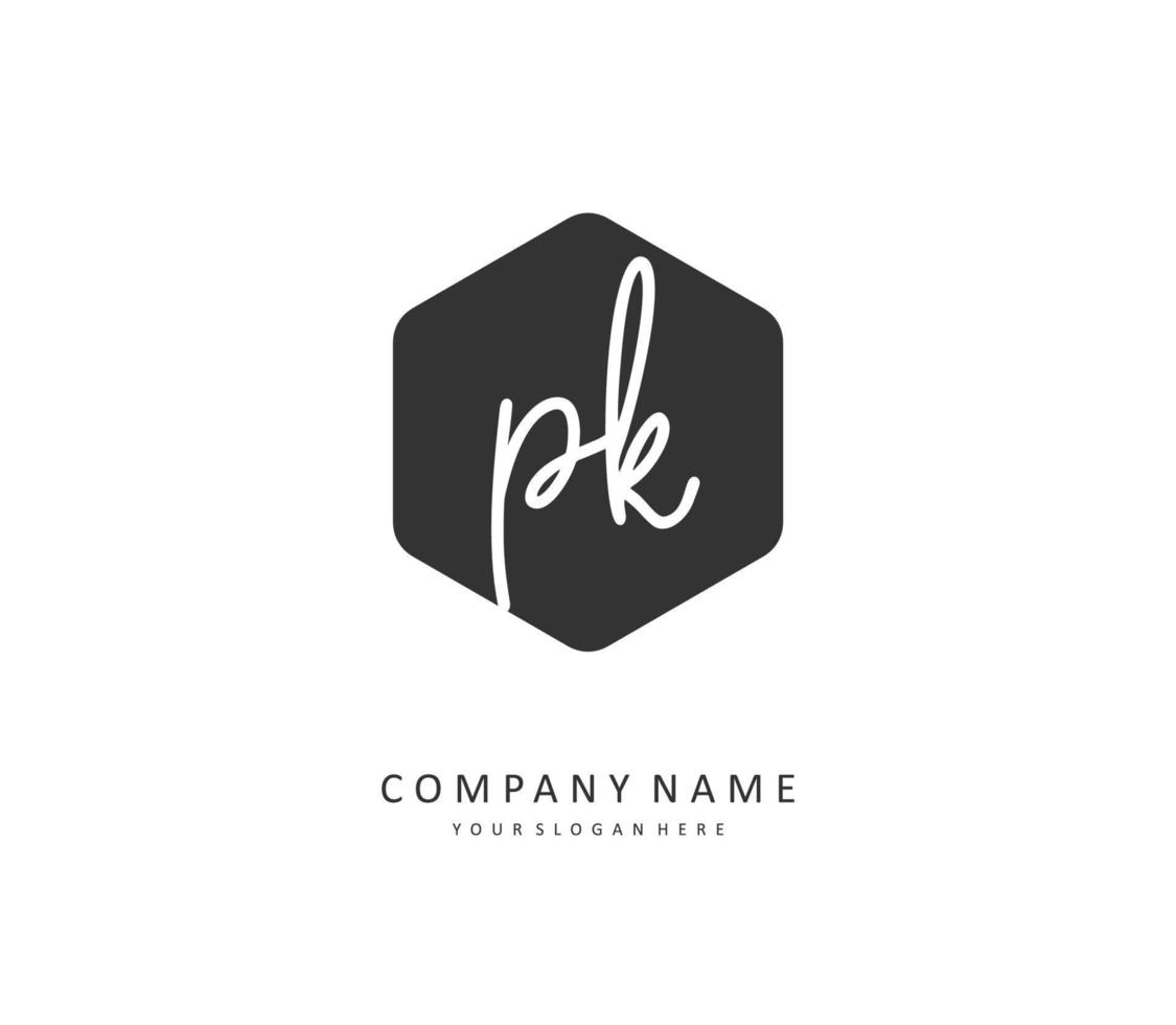 P K PK Initial letter handwriting and signature logo. A concept ...