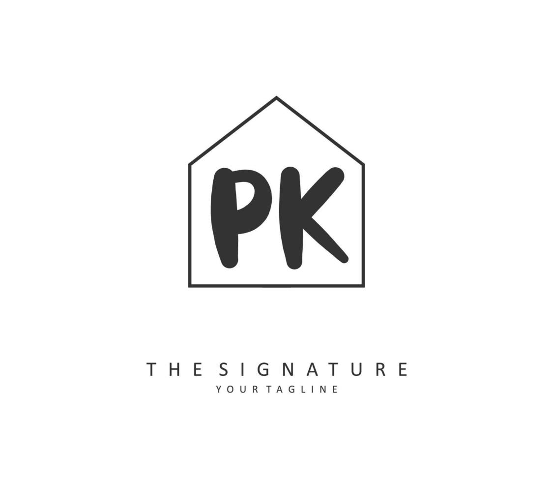 P K PK Initial letter handwriting and signature logo. A concept ...