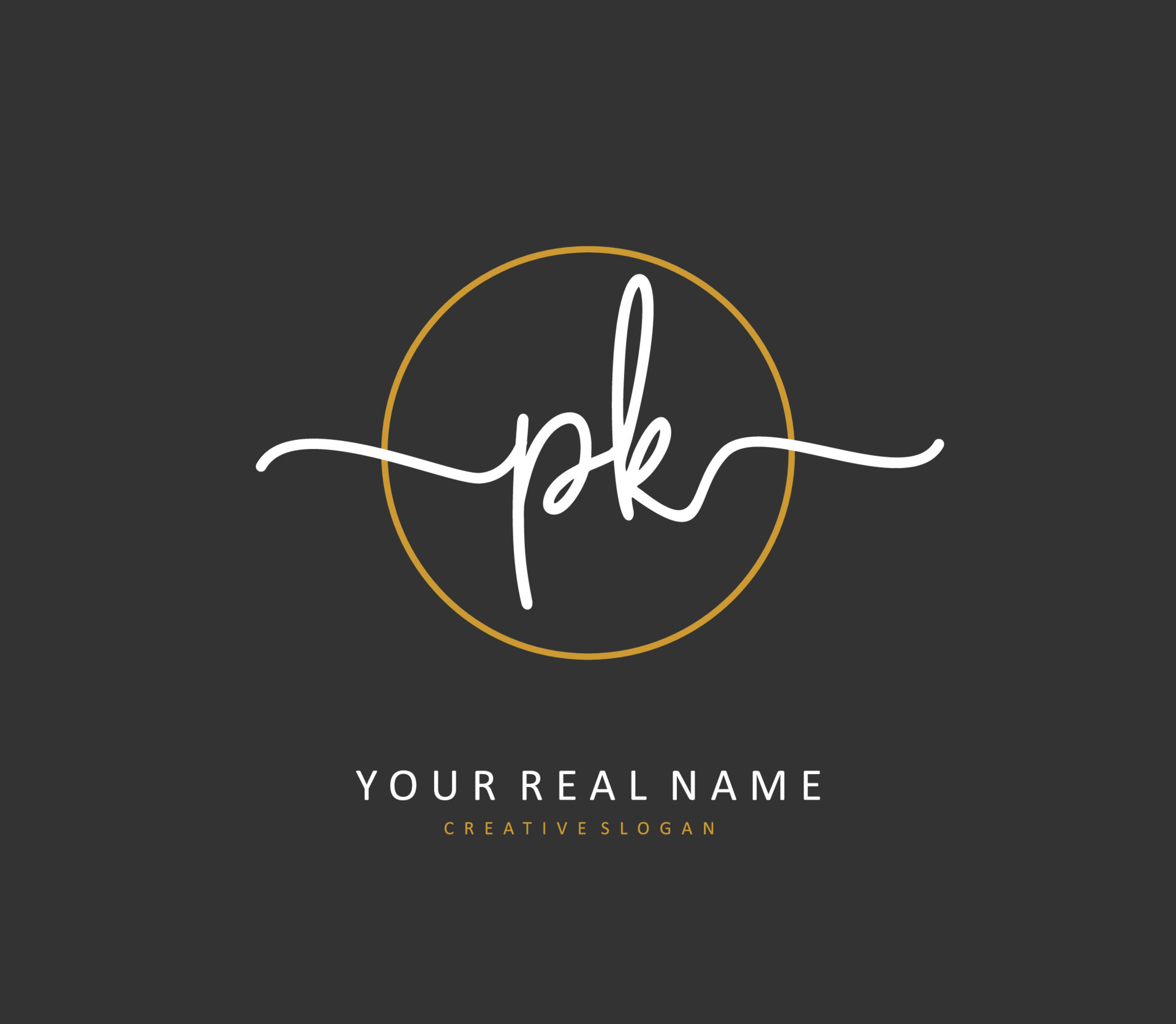 P K PK Initial letter handwriting and signature logo. A concept ...
