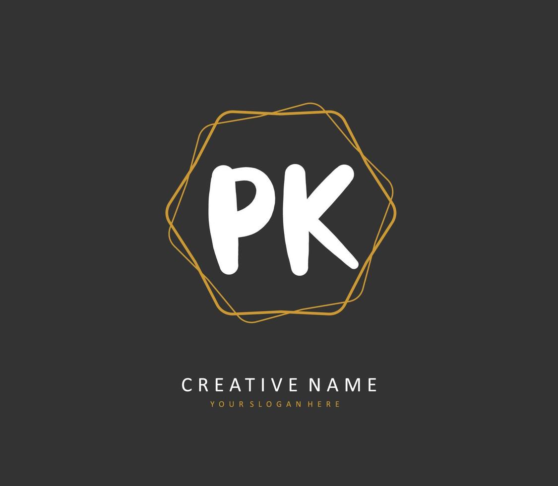 P K PK Initial letter handwriting and signature logo. A concept ...