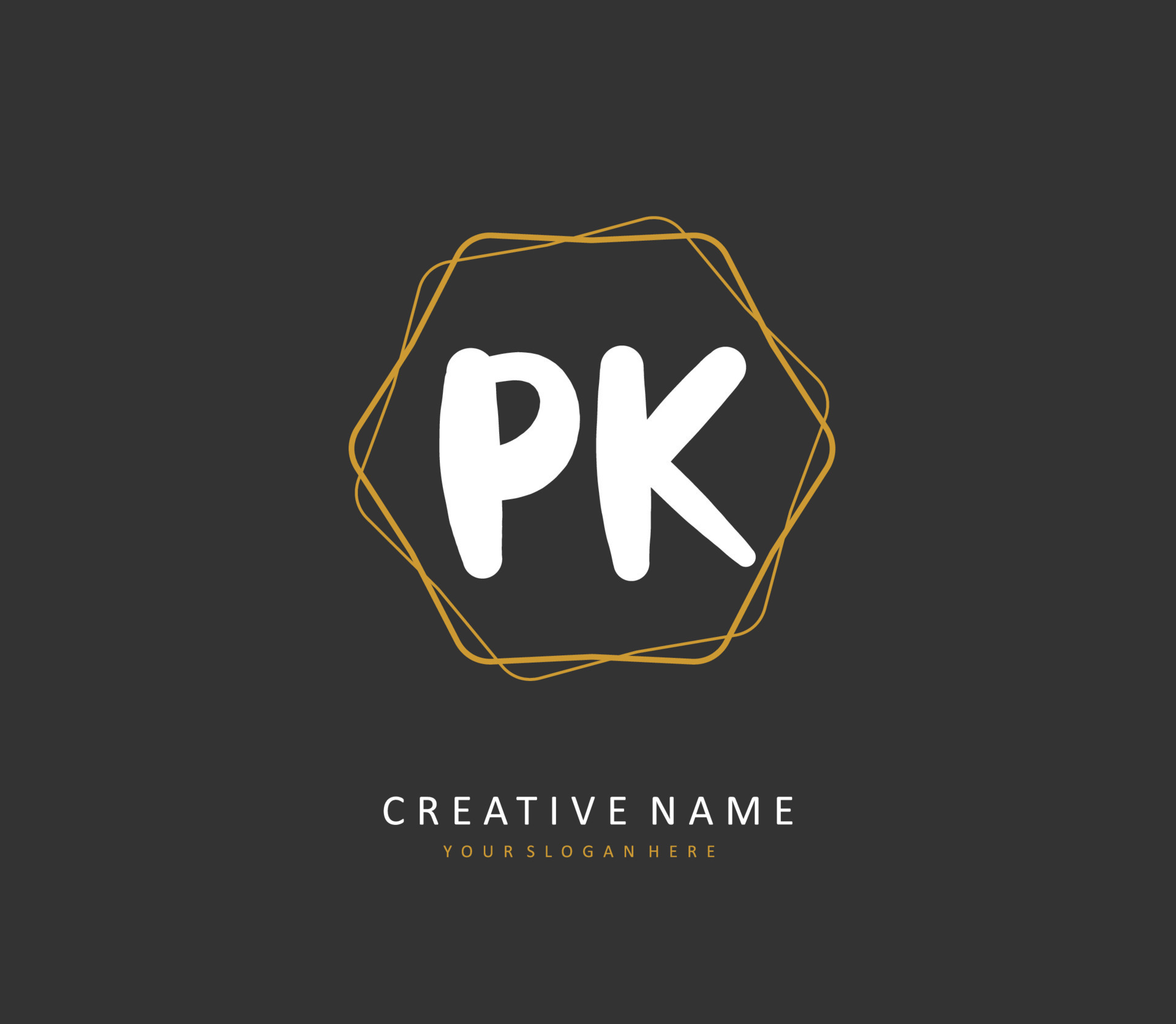 P K PK Initial letter handwriting and signature logo. A concept ...