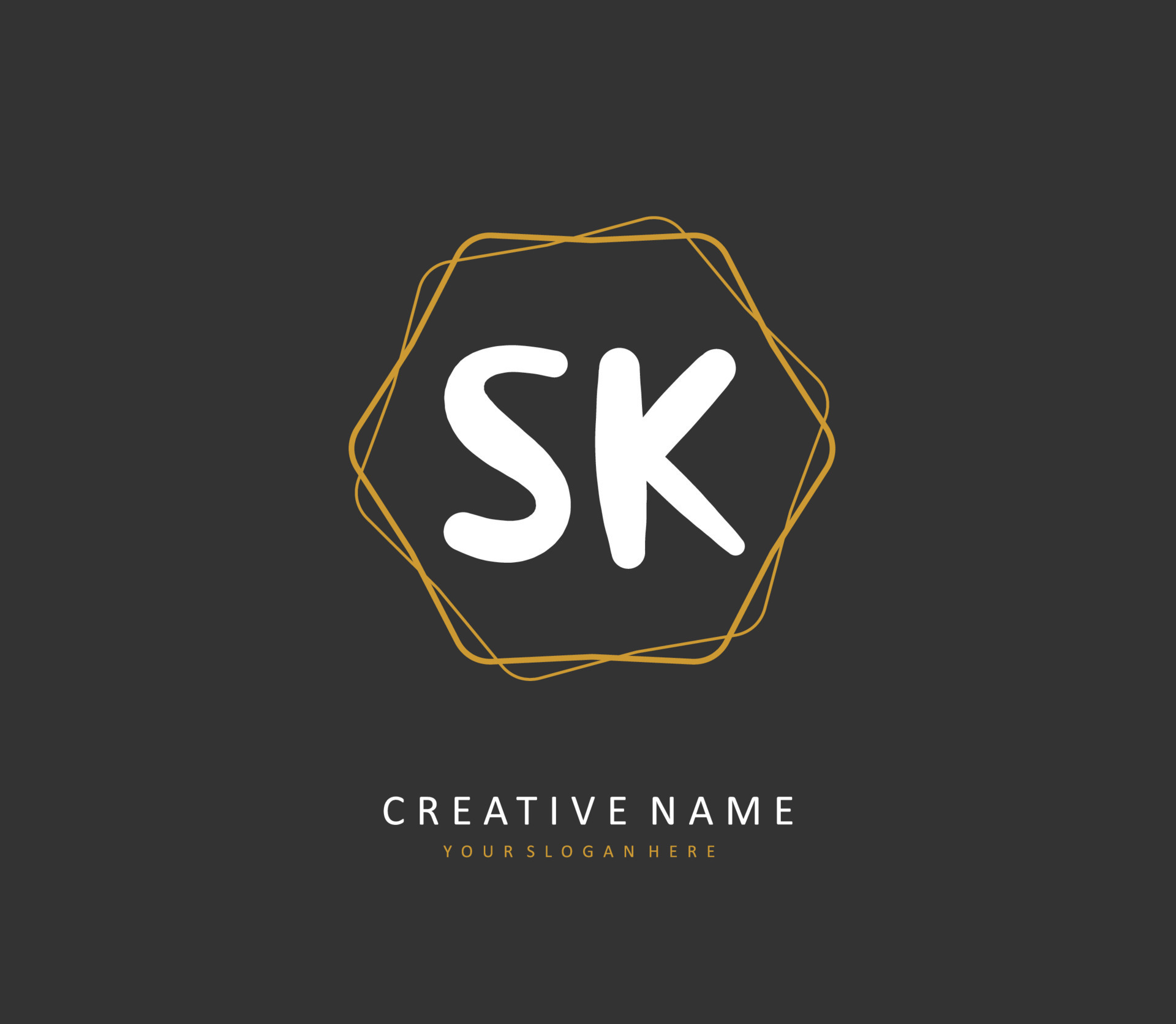 S K Sk Initial Letter Handwriting And Signature Logo A Concept Handwriting Initial Logo With