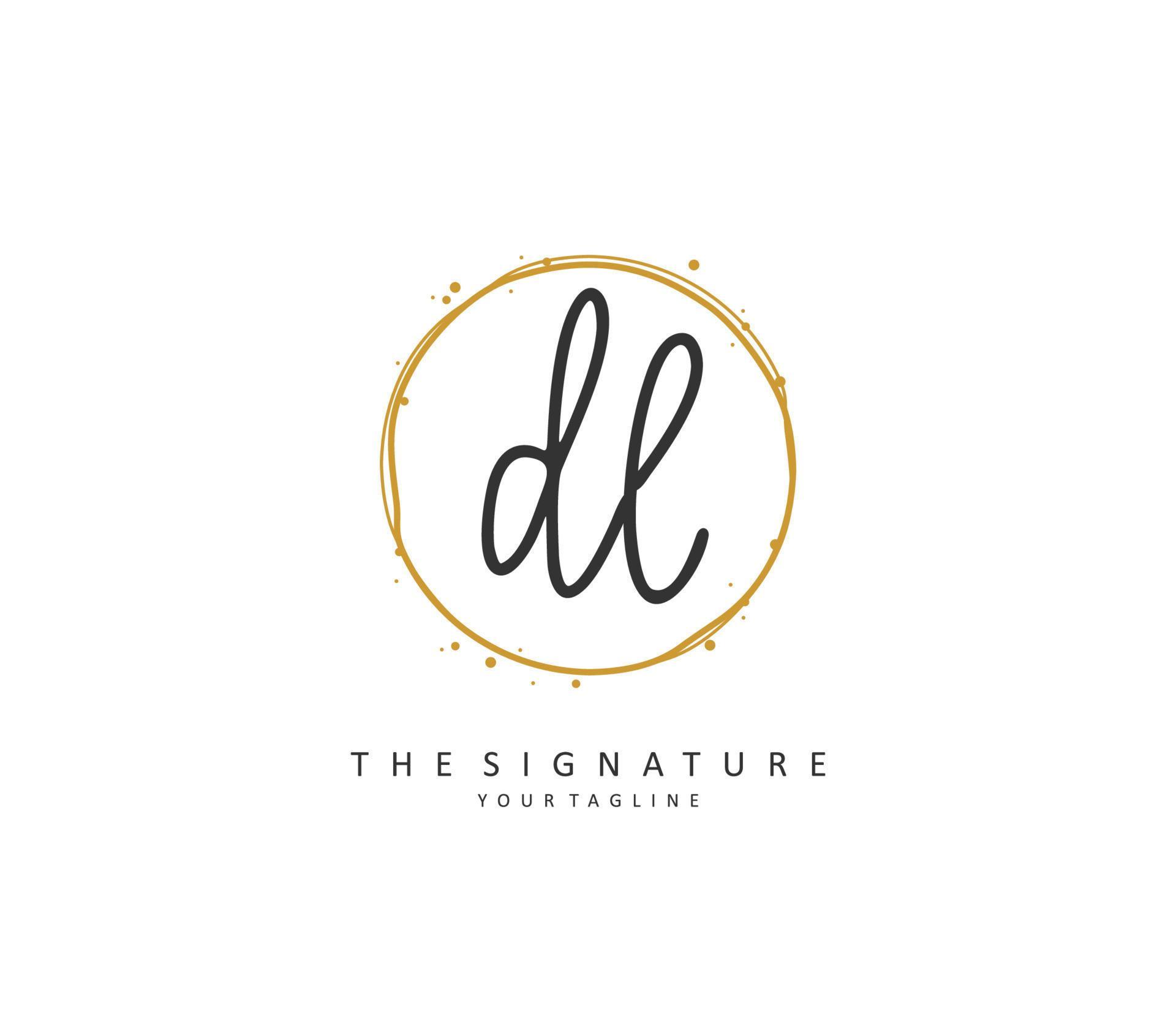 DL Initial letter handwriting and signature logo. A concept handwriting initial logo with ...