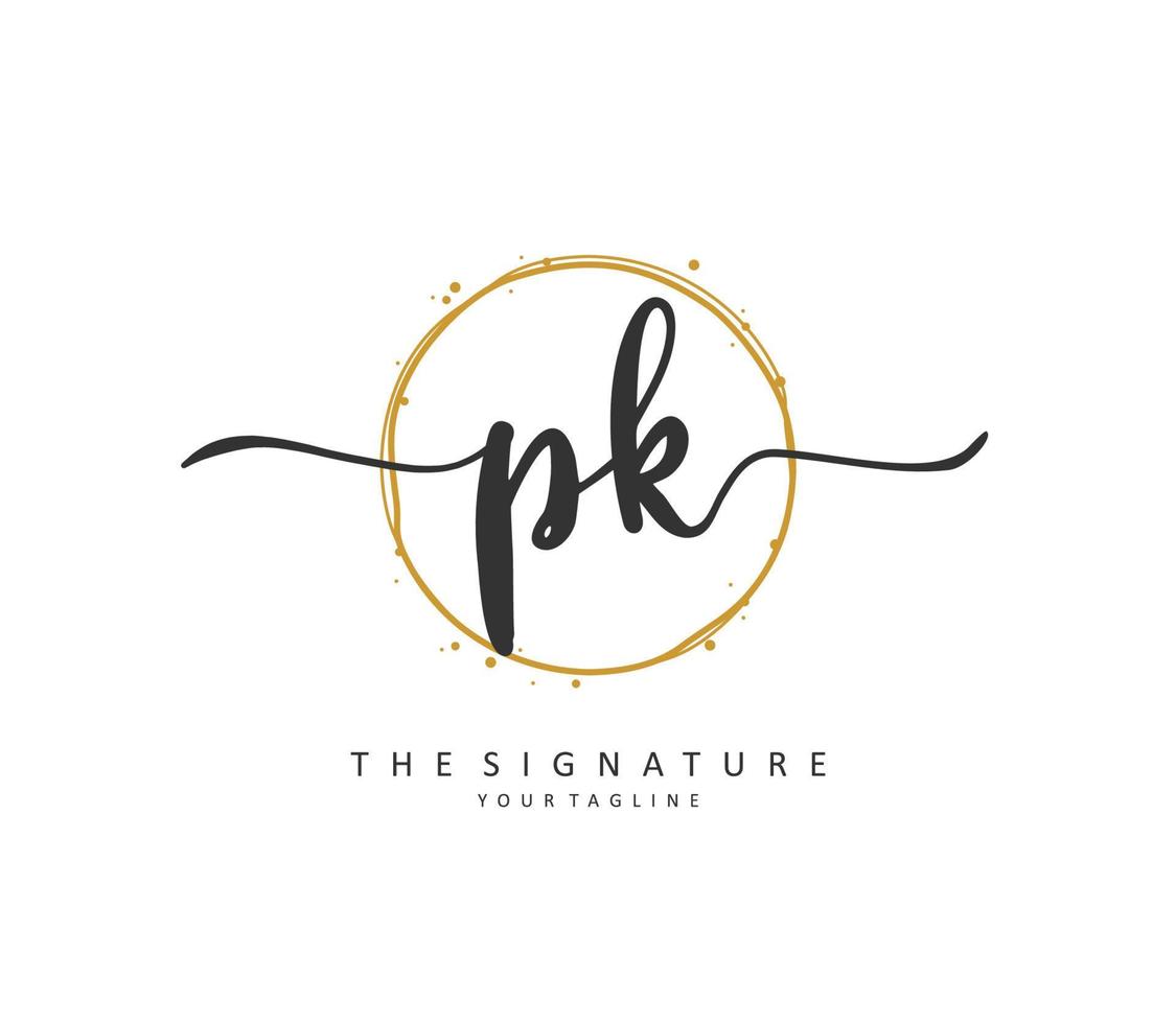 P K PK Initial letter handwriting and signature logo. A concept ...