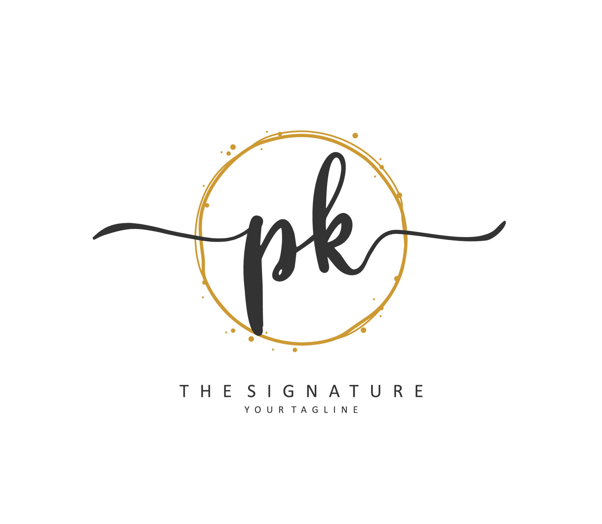 P K PK Initial letter handwriting and signature logo. A concept ...