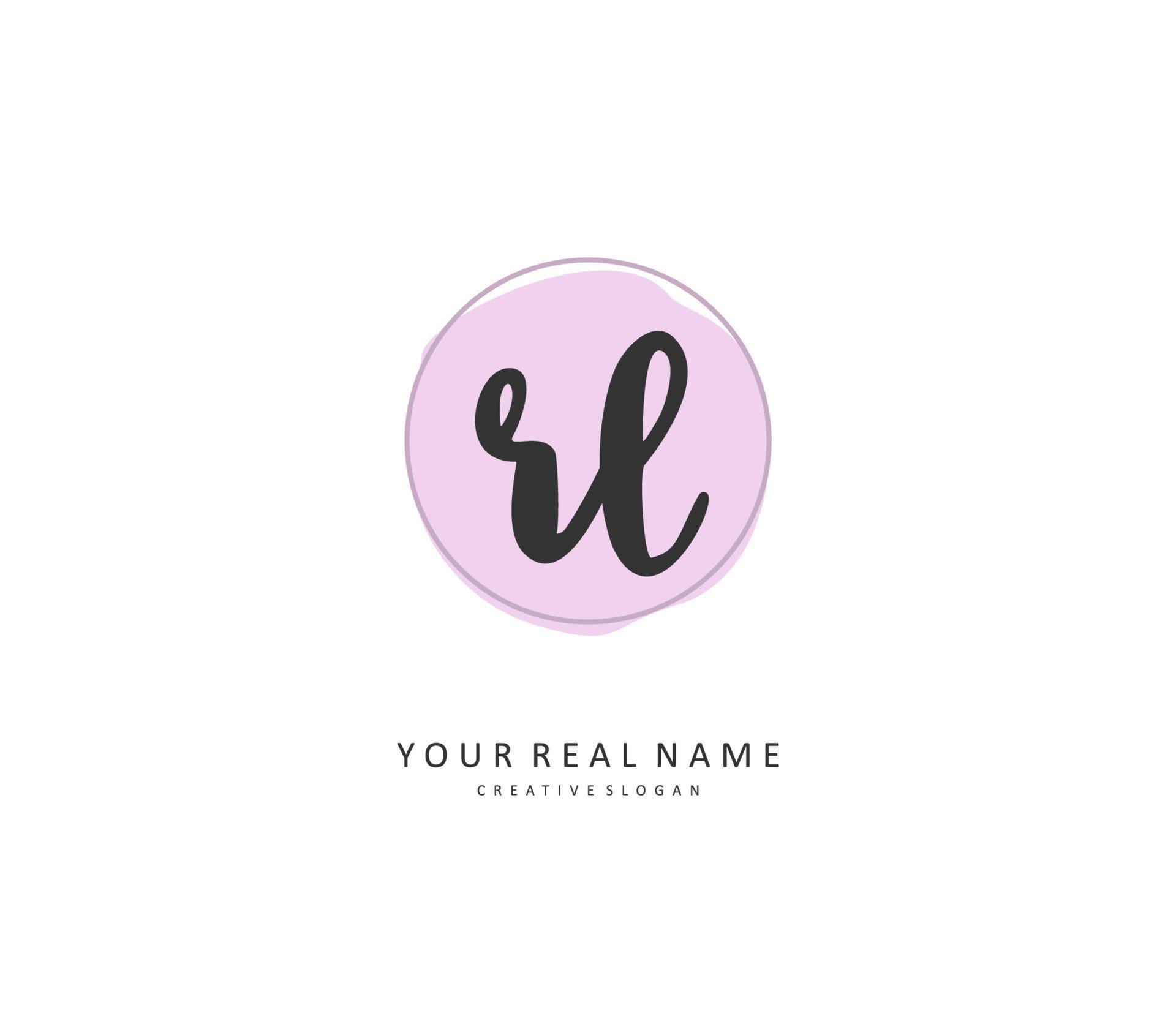 RL Initial letter handwriting and signature logo. A concept handwriting initial logo with ...