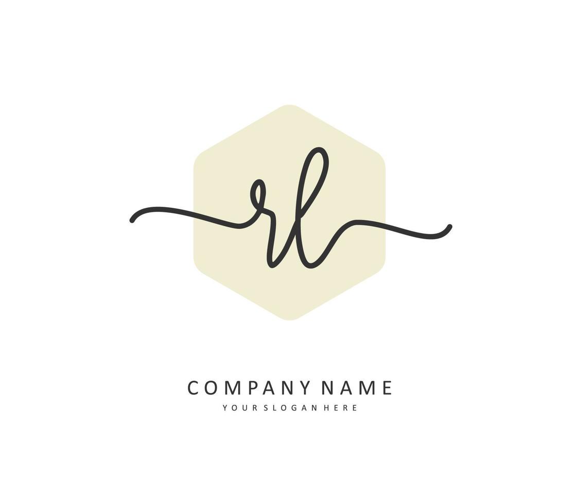RL Initial letter handwriting and signature logo. A concept handwriting initial logo with ...