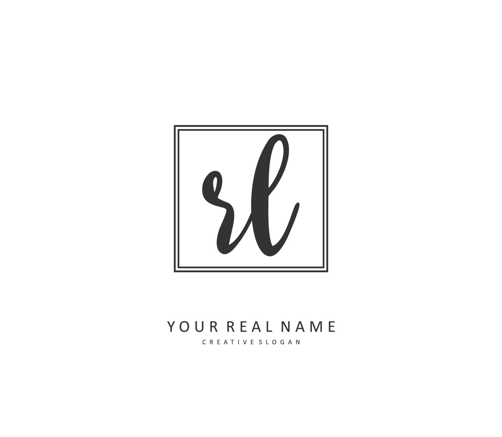 RL Initial letter handwriting and signature logo. A concept handwriting initial logo with ...