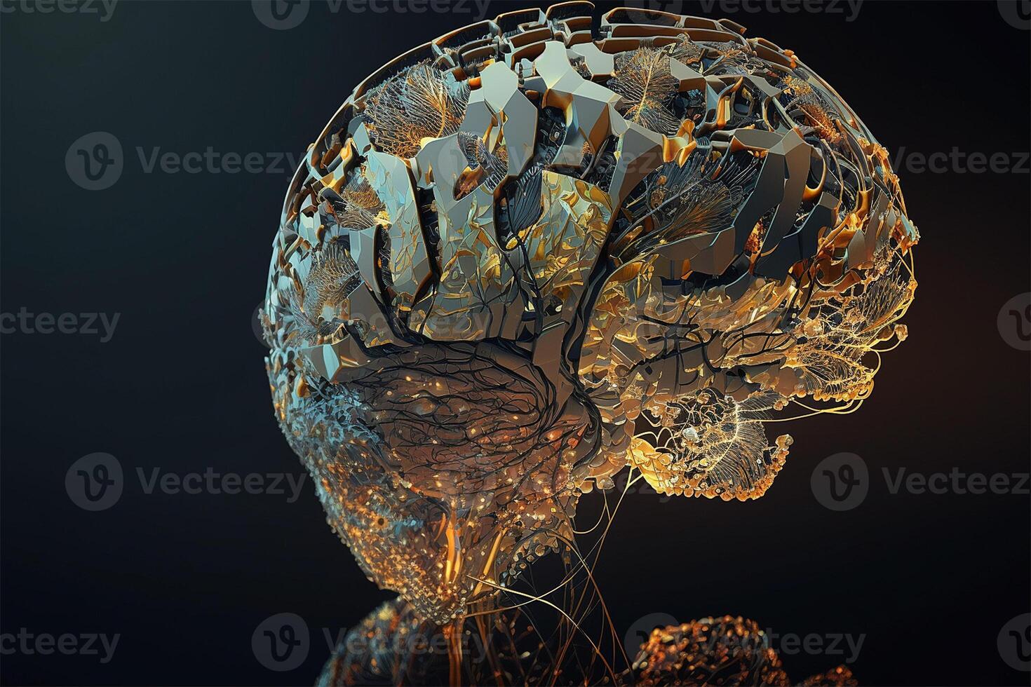 Artificial intelligence human neural network brain. Futuristic digital brain technology concept ...