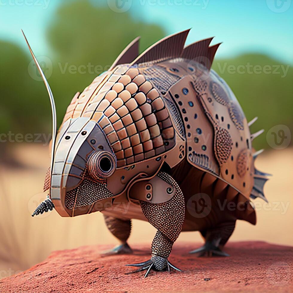 Mechanical armadillo fantasy creature. illustration. 22129472 Stock Photo at Vecteezy
