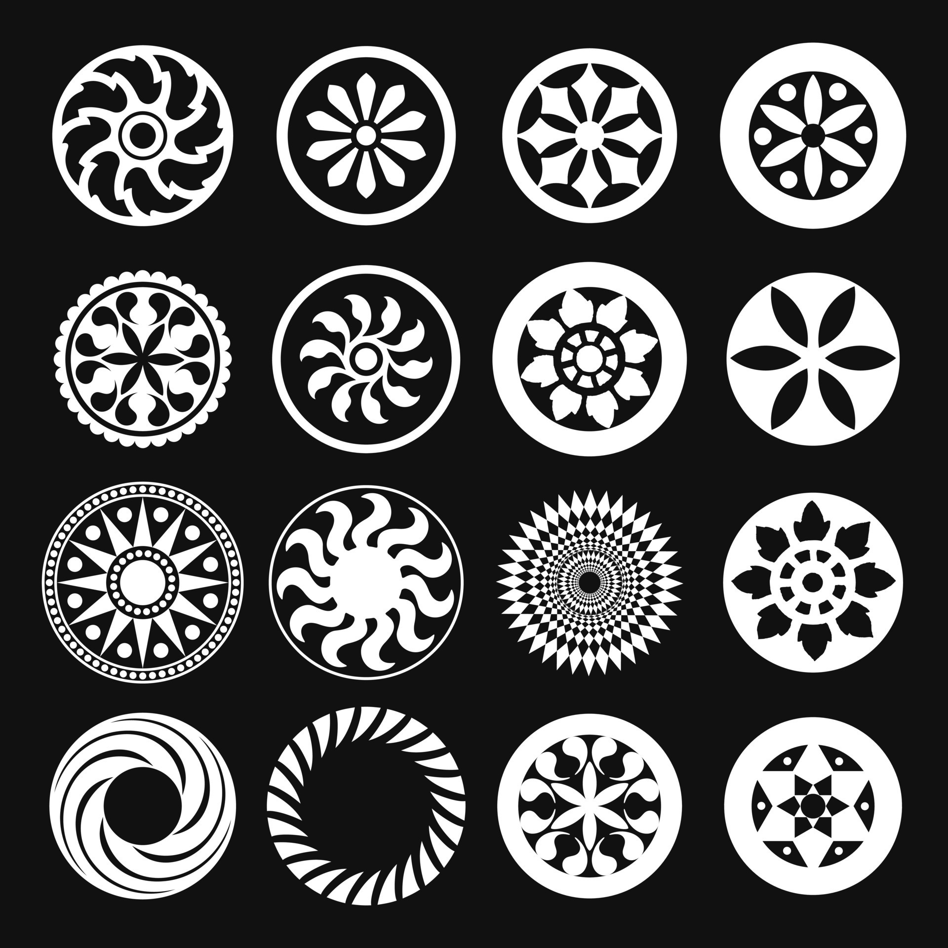 Set of round and circular decorative. 22130395 Vector Art at Vecteezy