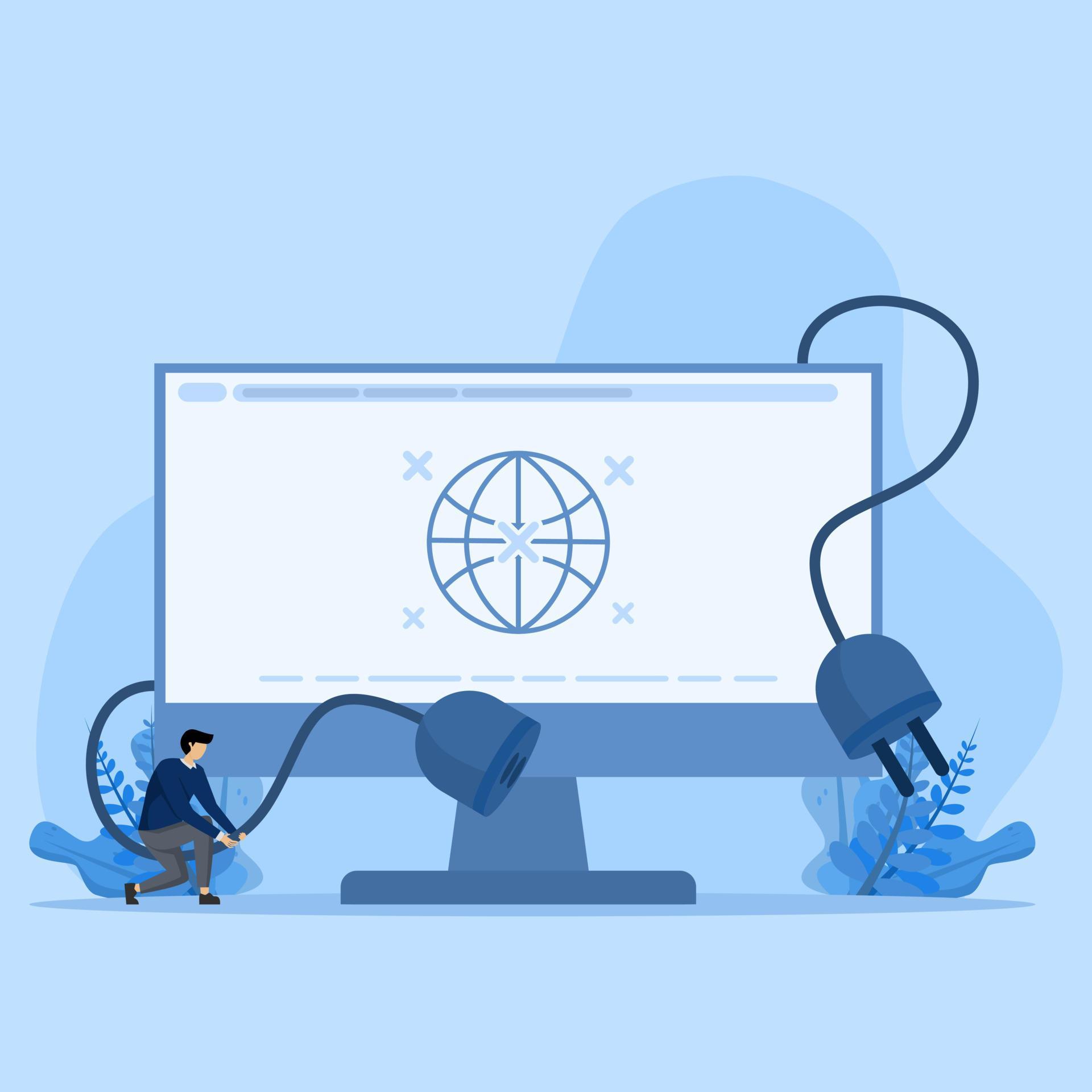 Server error concept, website unavailable, access denied. Landing page template with internet ...