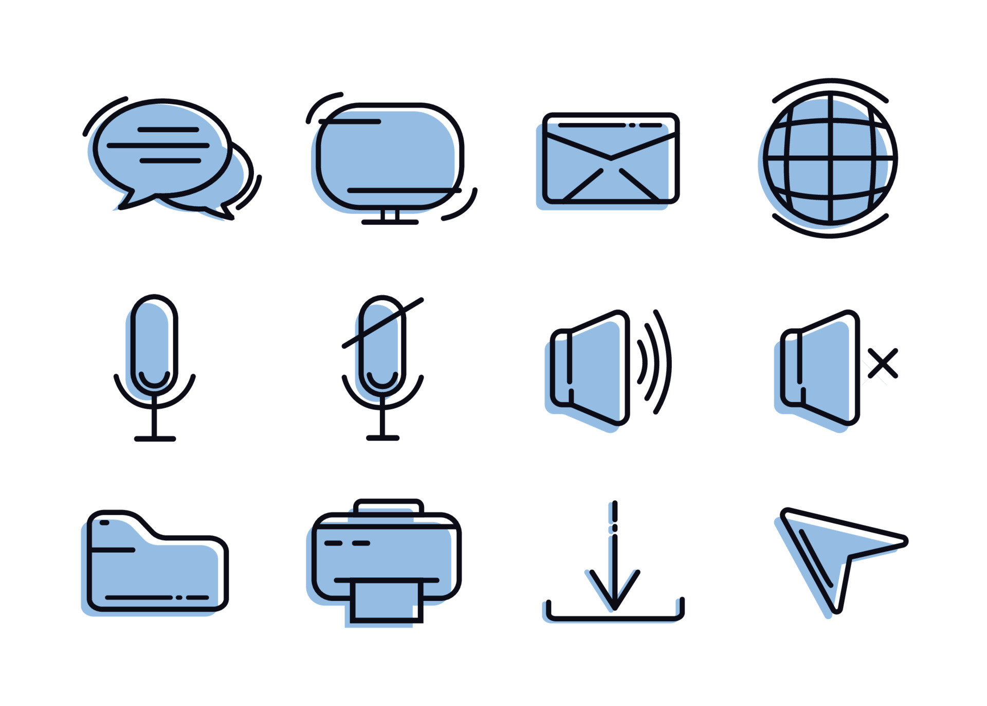 A set of computer icons and for the Internet 22130824 Vector Art at ...
