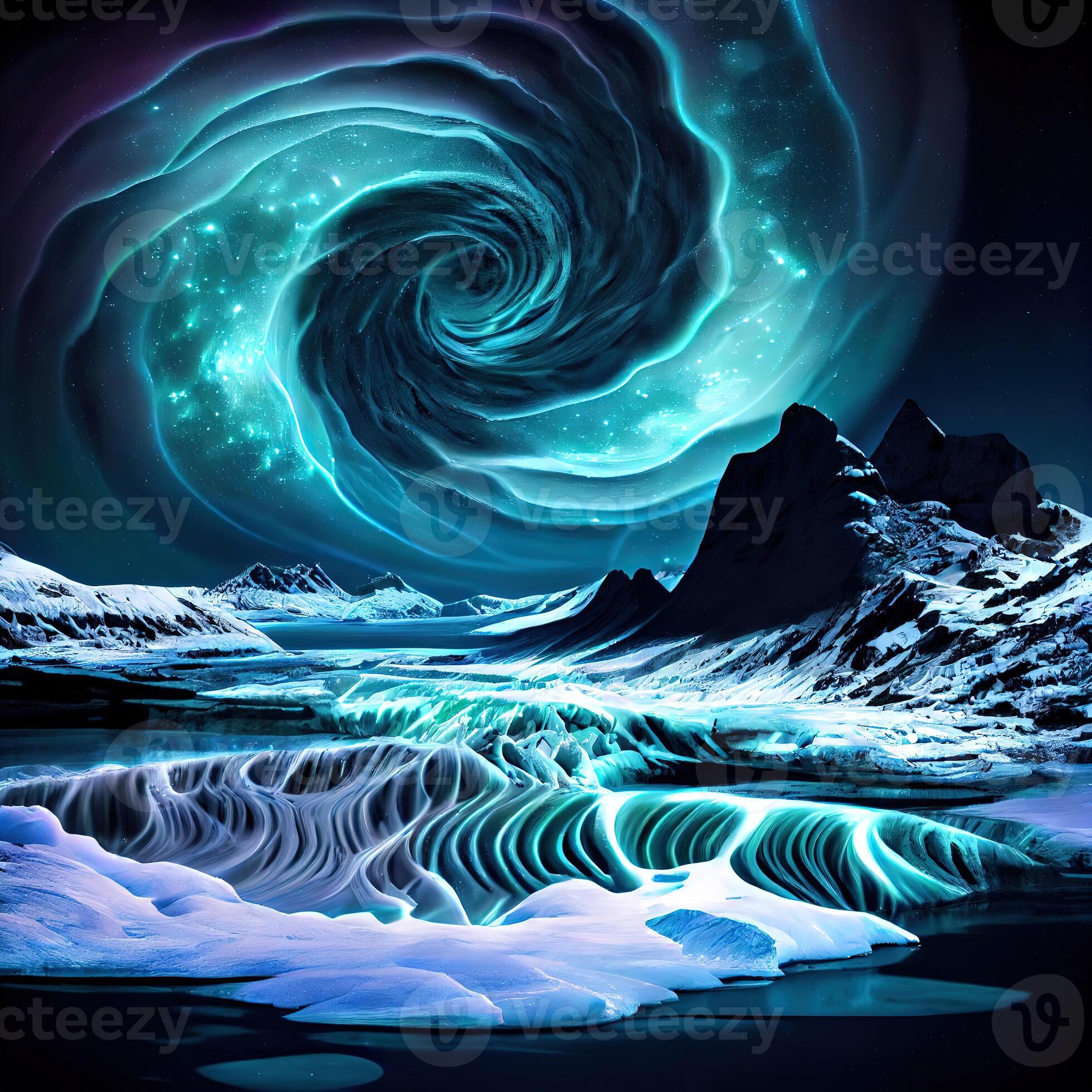 Mystical scenic glacial fantasy dreamscape aurora. . 22131736 Stock Photo at Vecteezy