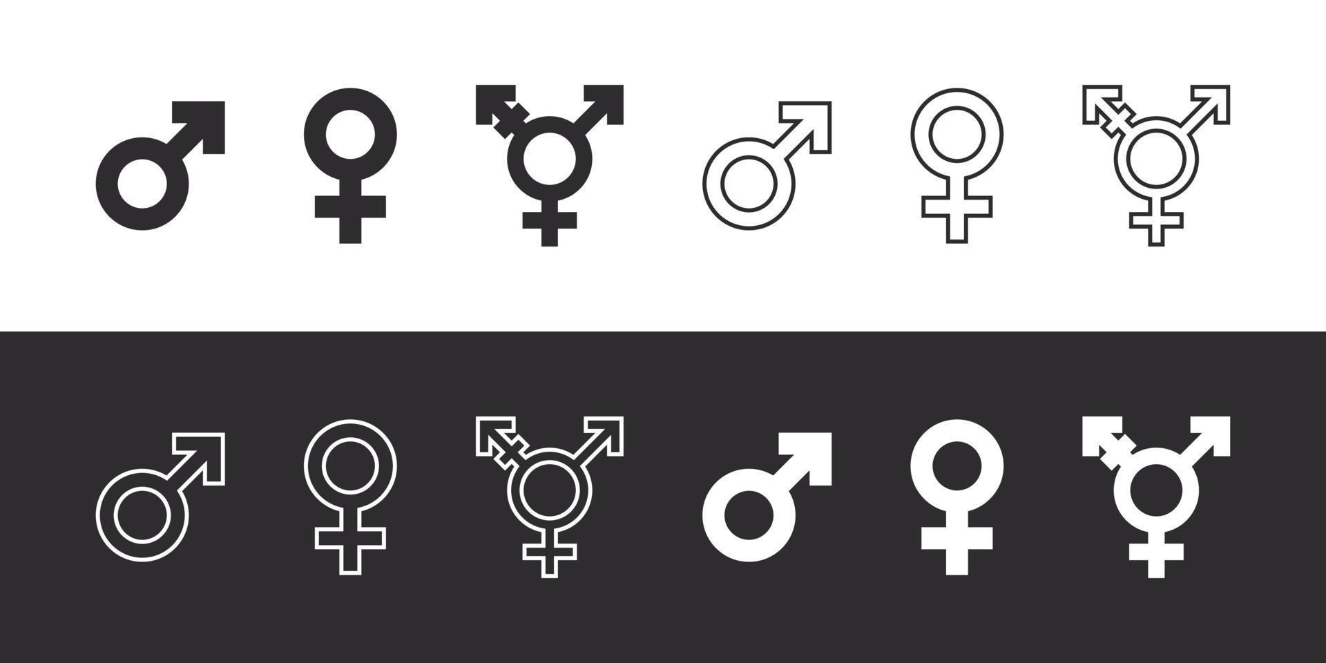 Gender symbols. Three gender icons. Male, female symbols. Vector ...