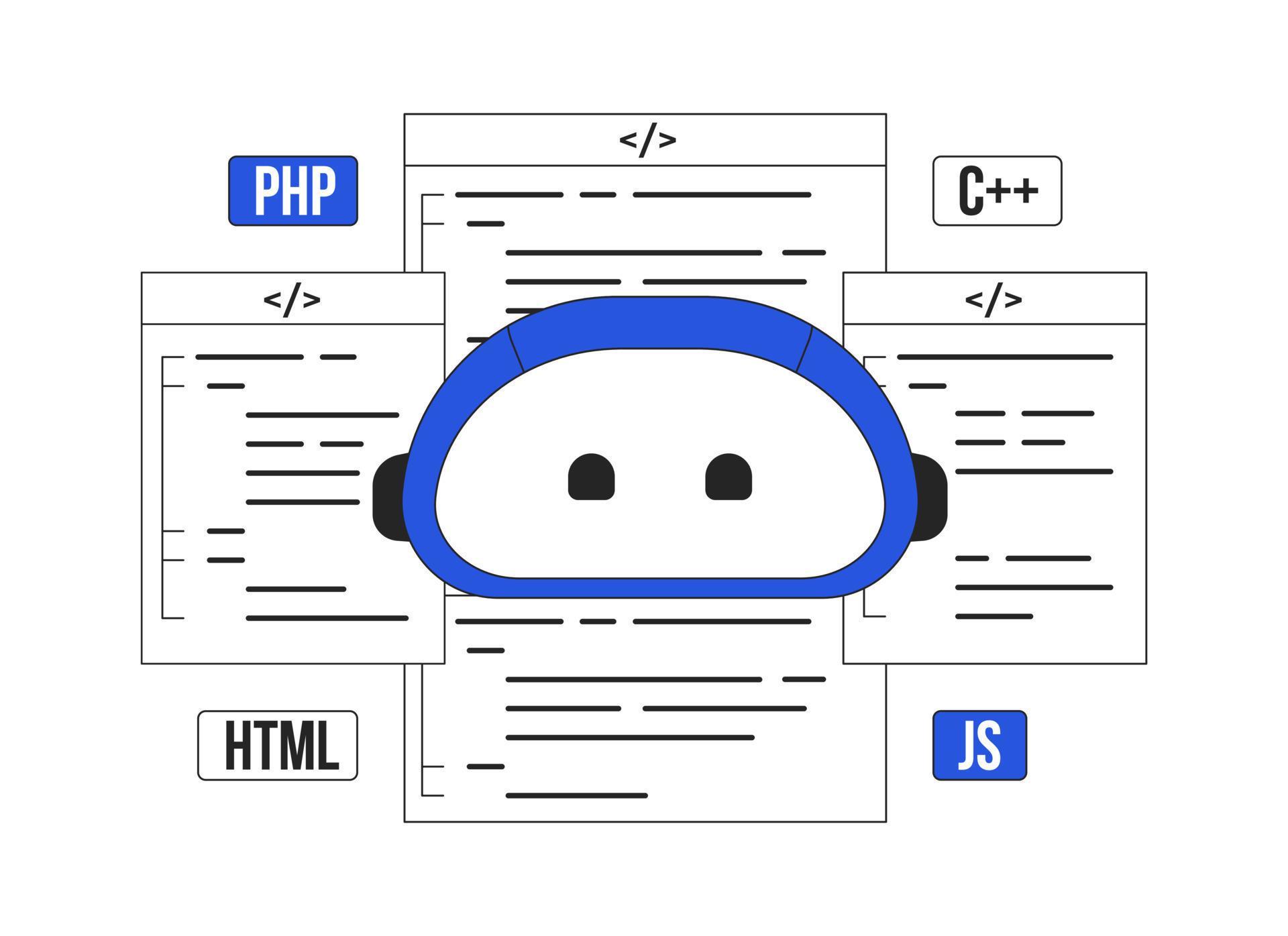 AI-assisted coding duo color line concept vector spot illustration ...