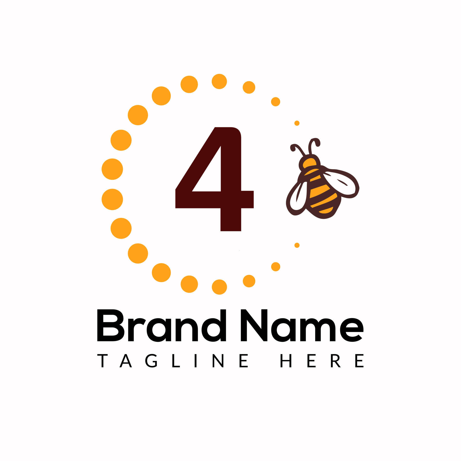 Bee Template On 4 Letter. Bee and Honey Logo Design Concept 22138669 Vector Art at Vecteezy